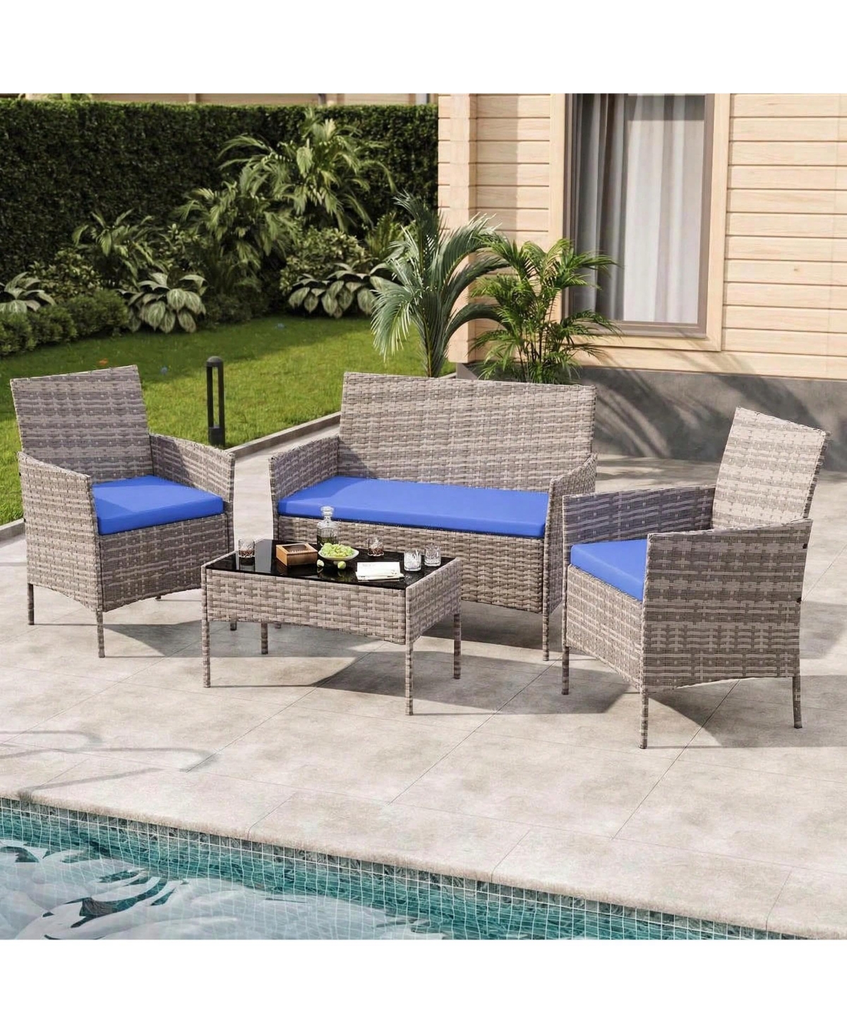 Click here for GarveeLife 4 Piece Outdoor Pe Rattan Conversation... prices