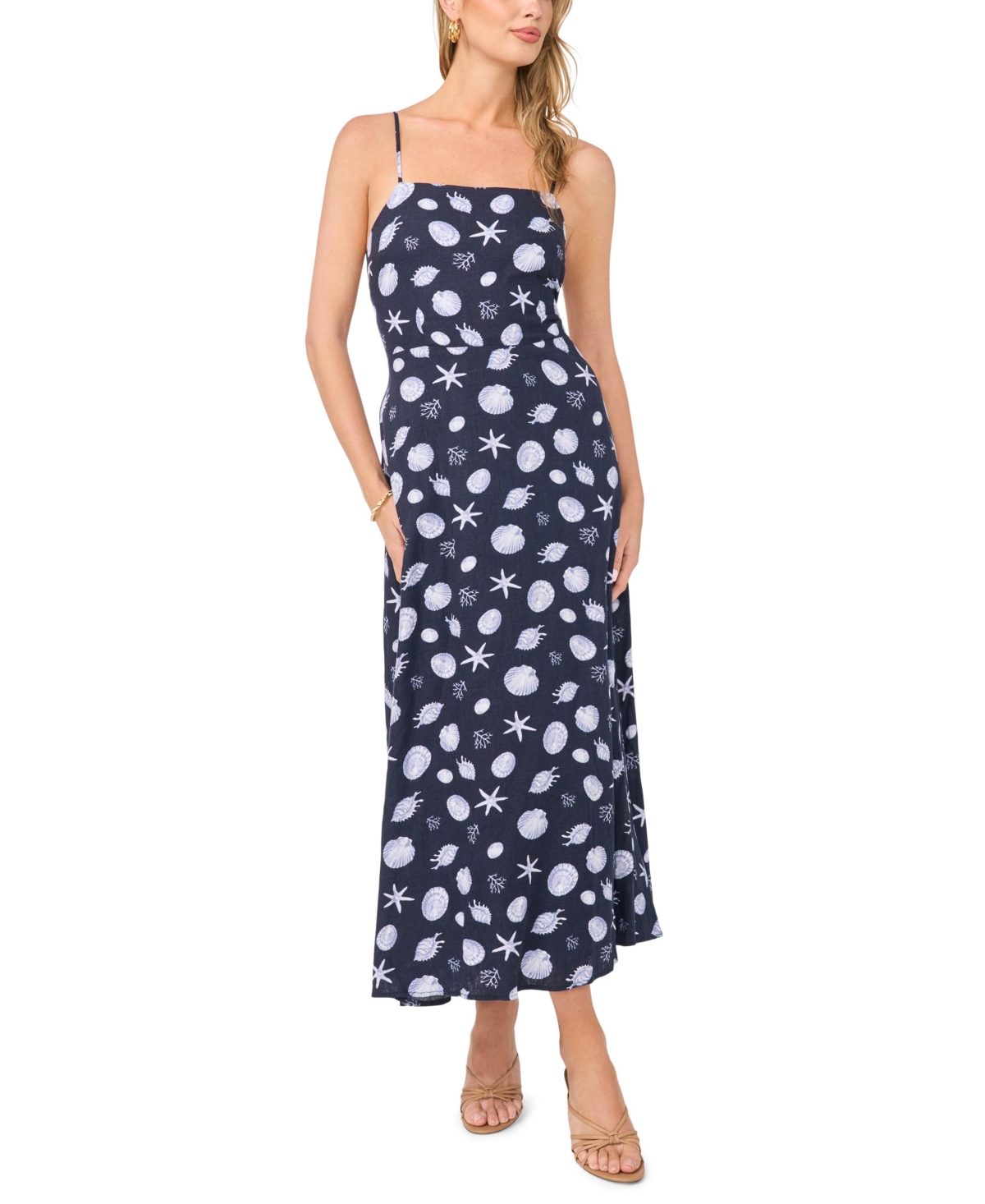 Click here for 1.state Womens Strappy Square Neck Dress - Indigo... prices