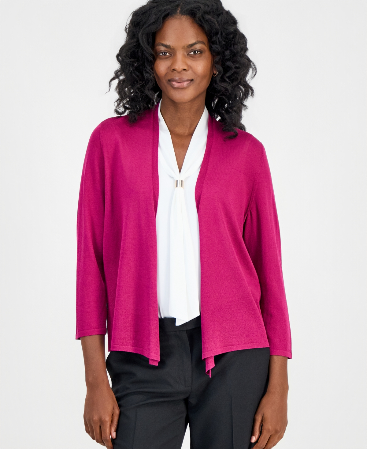 Click here for Kasper Womens Open-Front A-Line Cardigan - Cerise prices