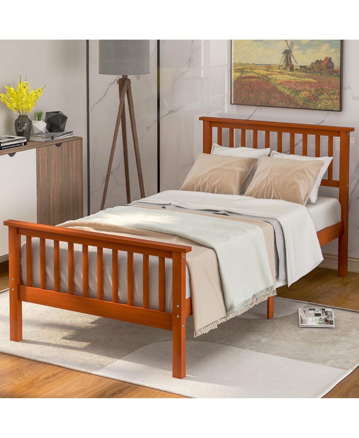 Click here for Rainsken Wood Bed Frame  Twin Size Platform Bed wi... prices
