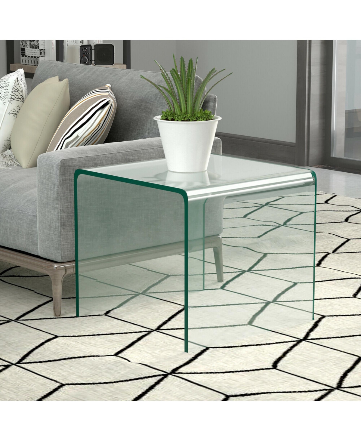 Click here for Gymax Tempered Glass End Table Transparent Sofa Si... prices