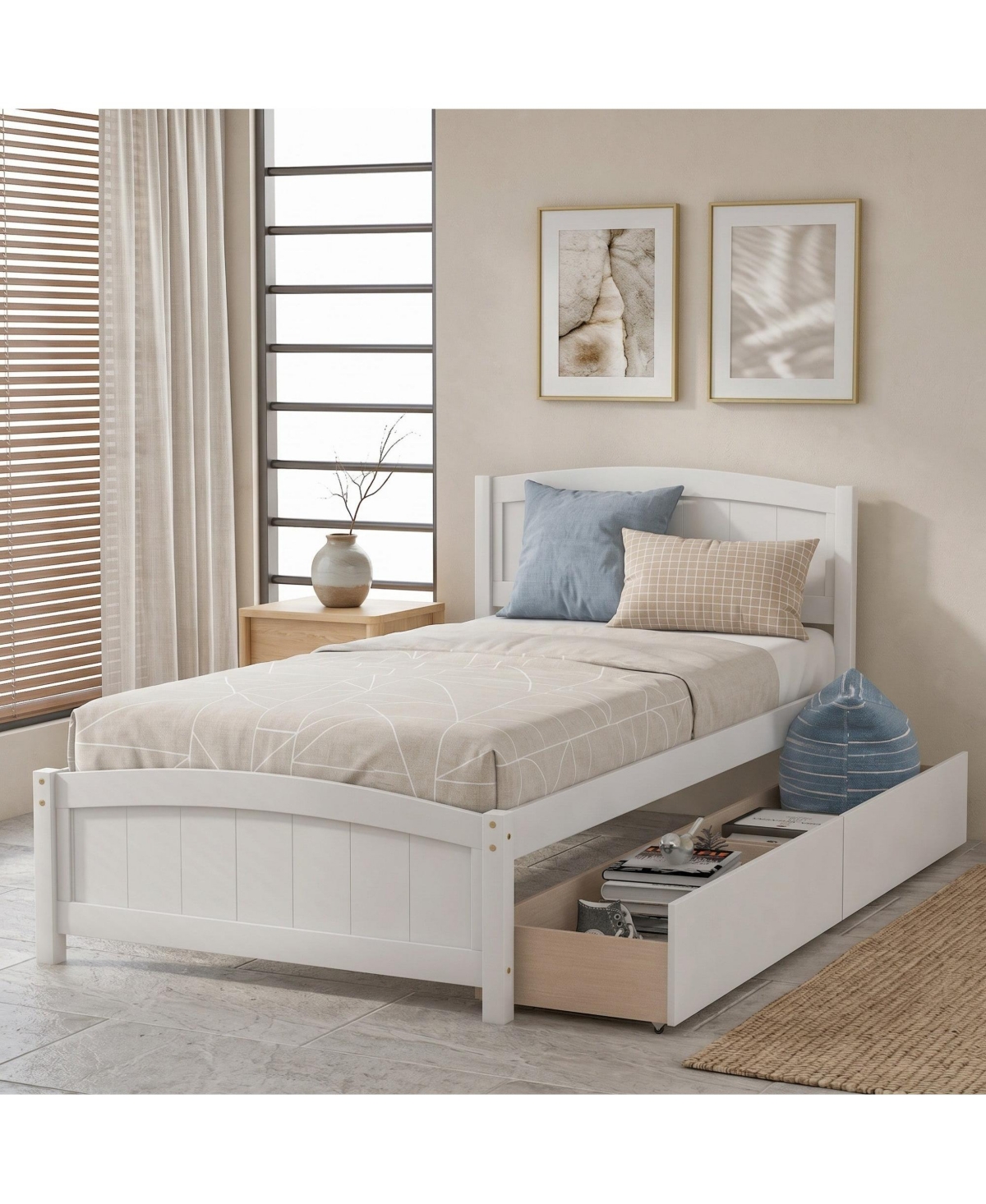 Click here for Sailvan Twin size Platform Bed with Two Drawers -... prices