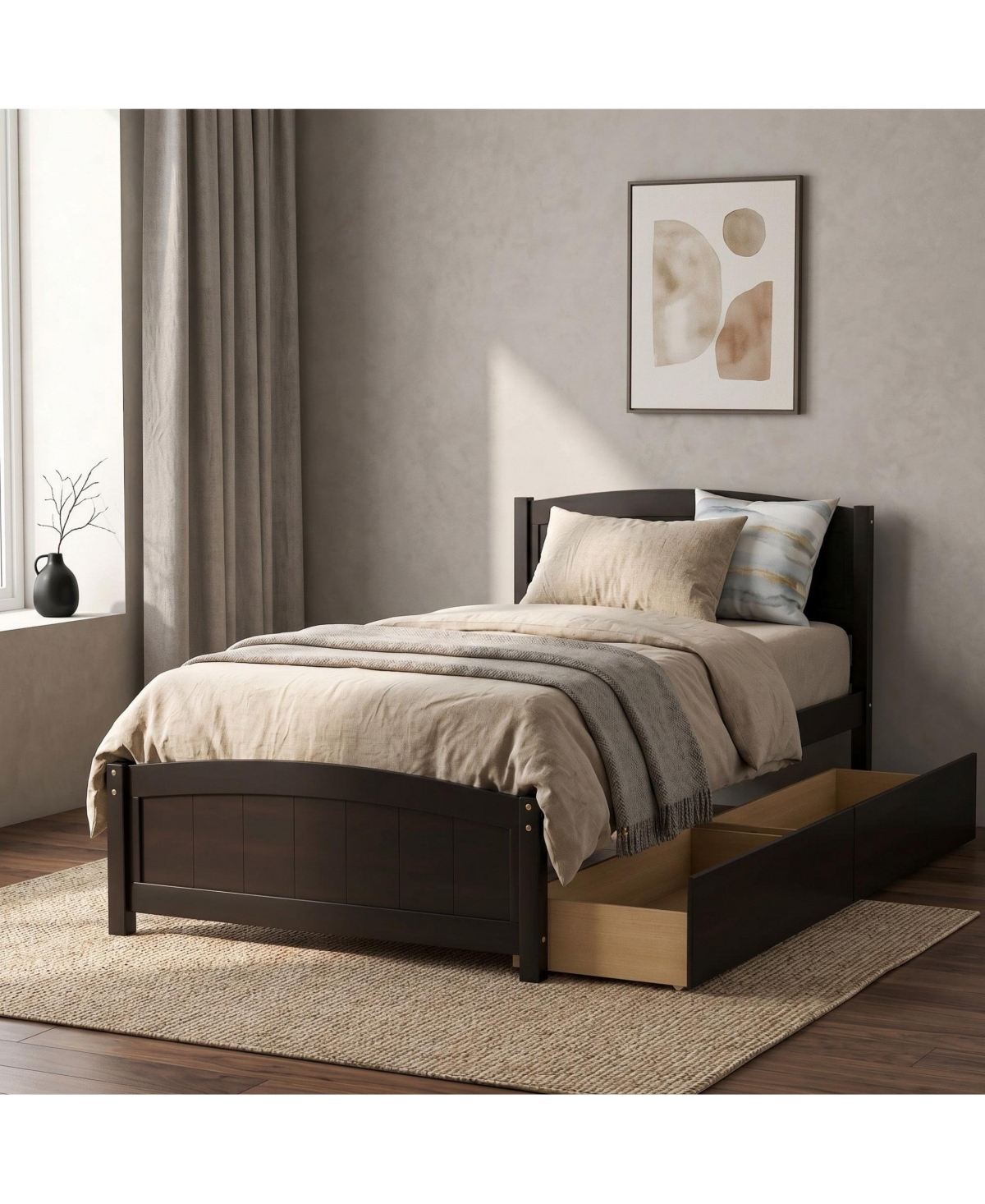 Click here for Sailvan Twin size Platform Bed with Two Drawers -... prices