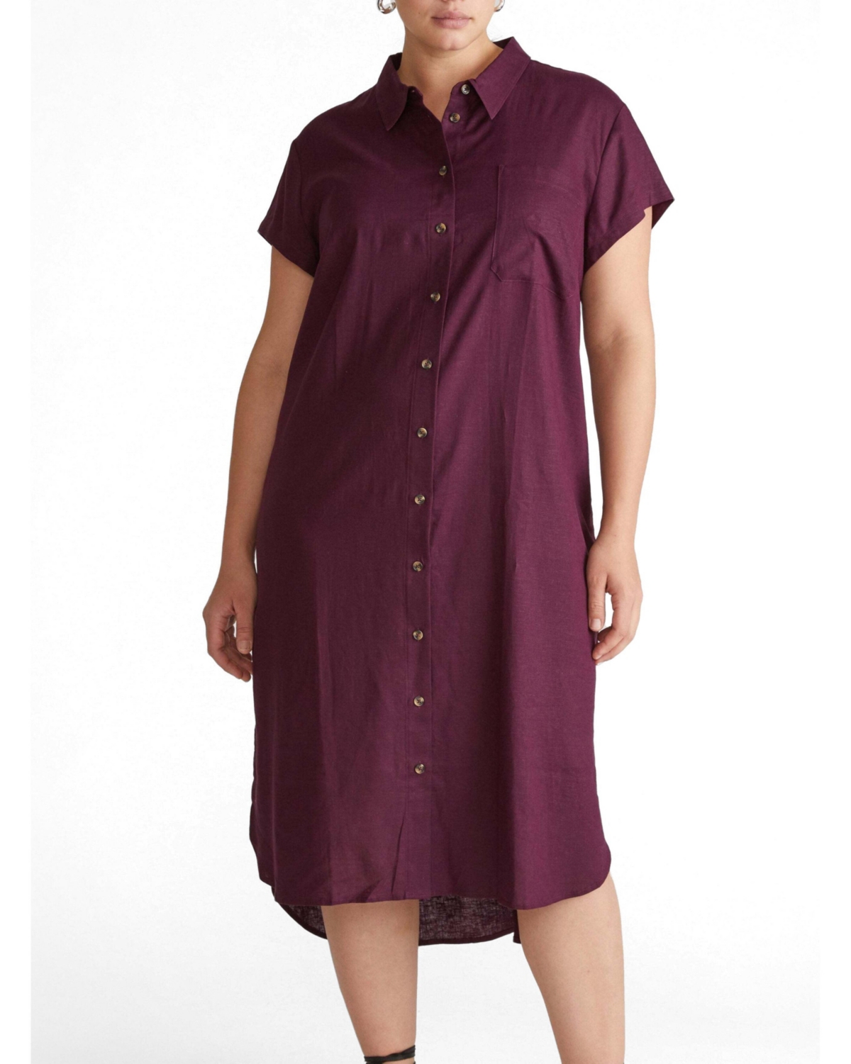 Click here for Universal Standard Plus Size Dune Linen Shirtdress... prices