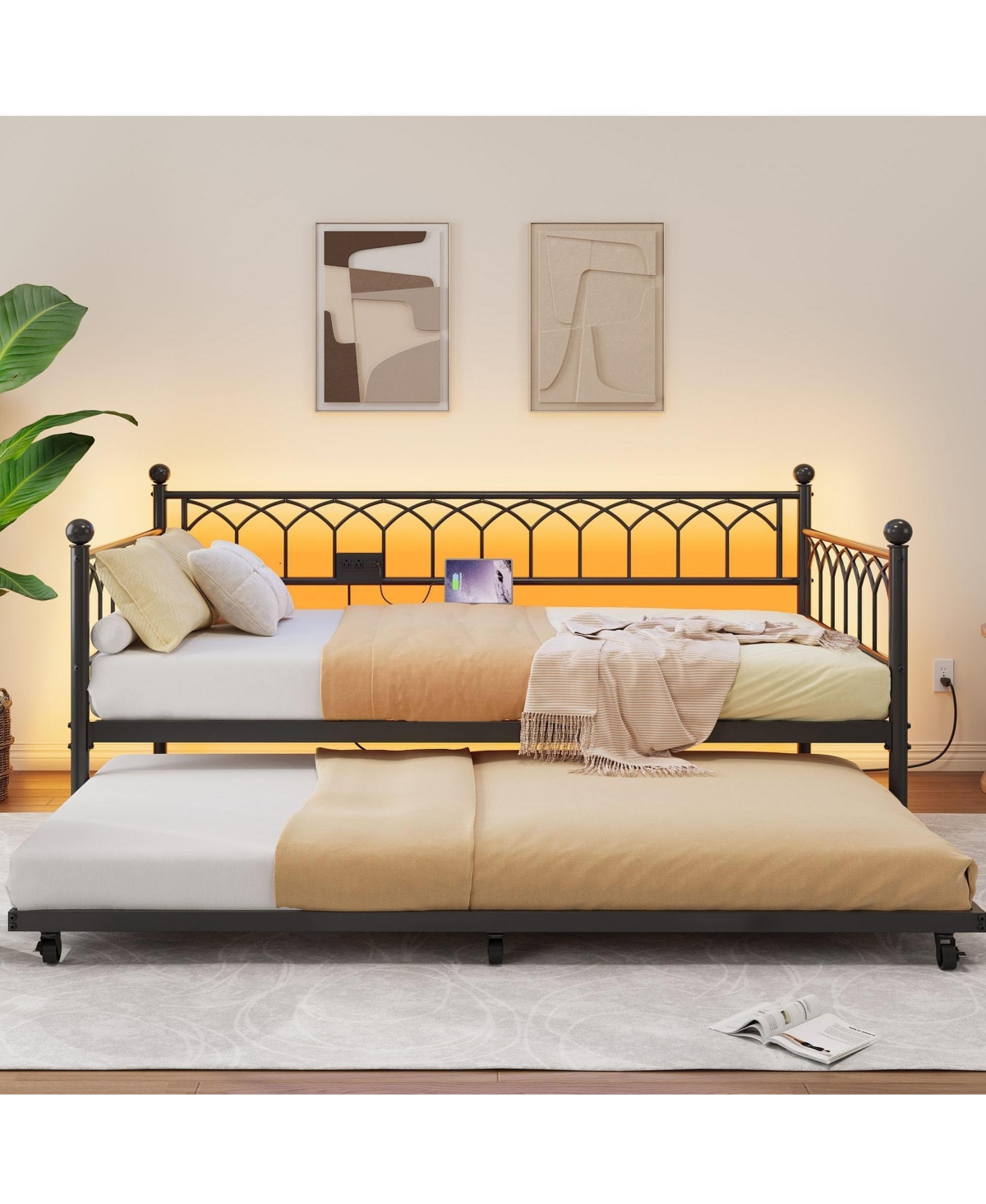 Click here for homfan Twin Metal Daybed with Led Lights and Charg... prices