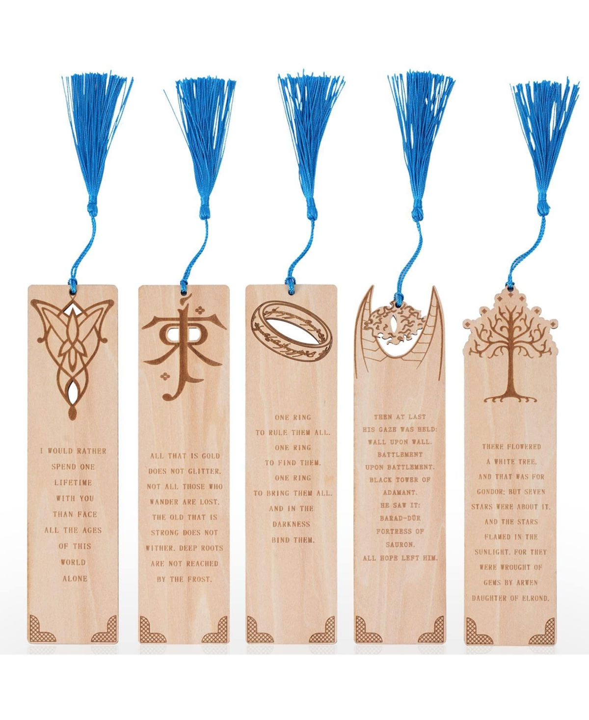 Click here for Gnuadz Lord of Rings Wooden Bookmarks Set - Blue prices