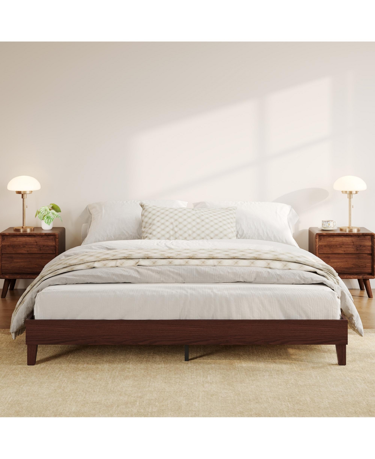 Click here for homfan Wood Platform Bed Frame with Wood Slats  Lo... prices