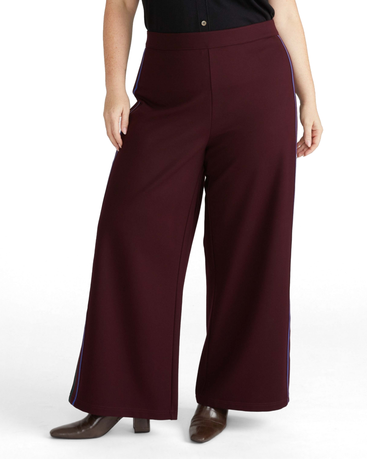 Click here for Universal Standard Plus Size Wide Leg Stripe Ponte... prices
