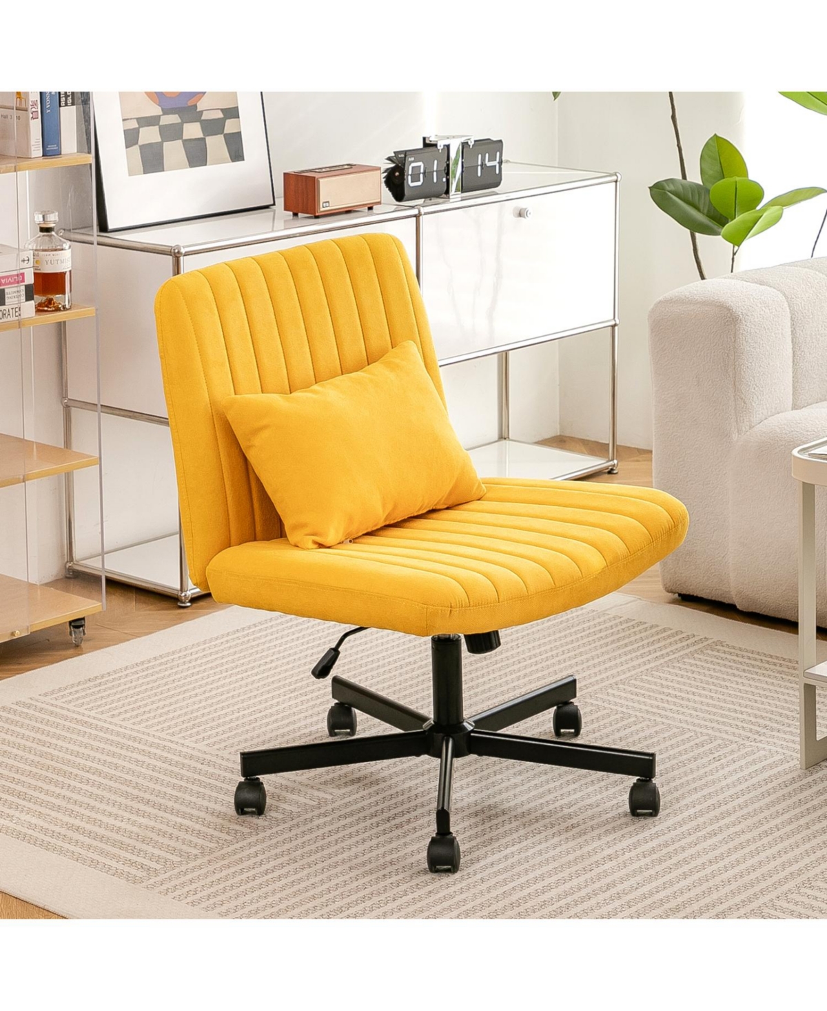 Click here for Rainsken Linen Cross Legged Office Chair  with Whe... prices