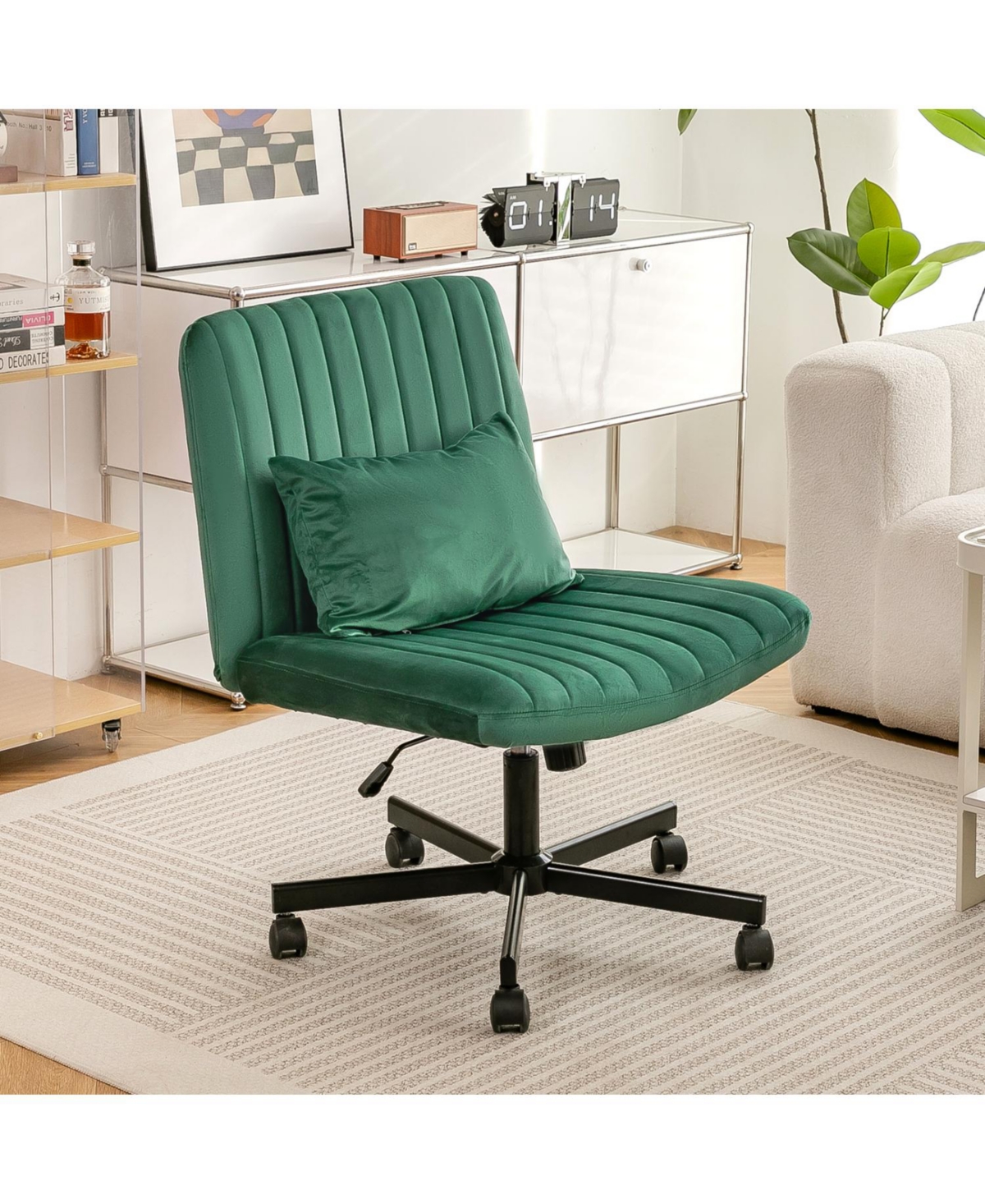 Click here for Rainsken Linen Cross Legged Office Chair  with Whe... prices