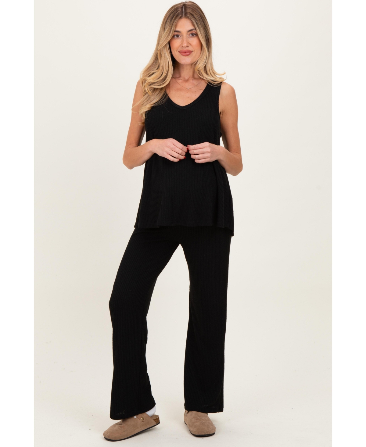 Click here for Pinkblush Maternity Black Rib Knit Tank and Pant S... prices