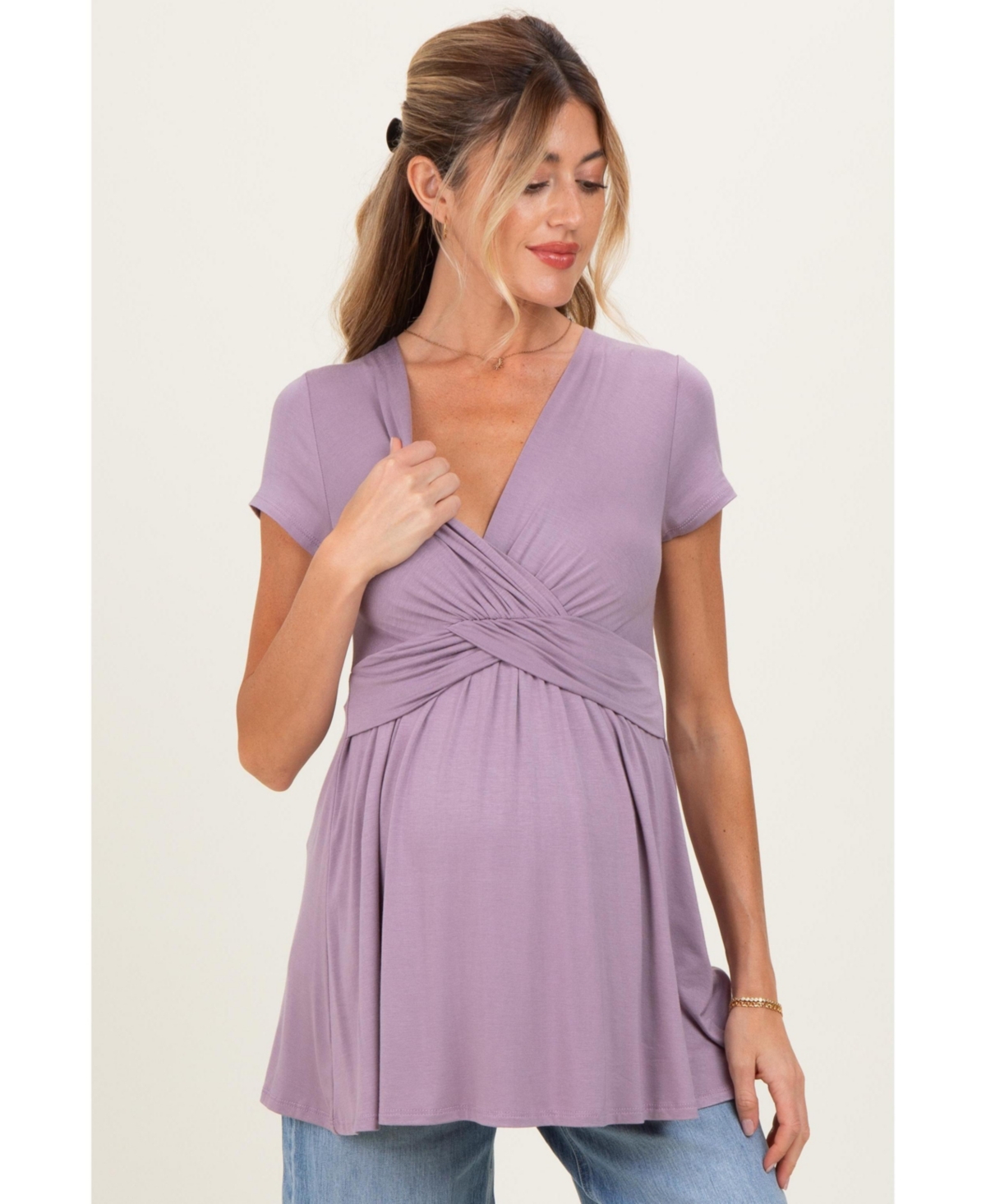 Click here for Pinkblush Maternity Dusty Plum Draped Front Nursin... prices