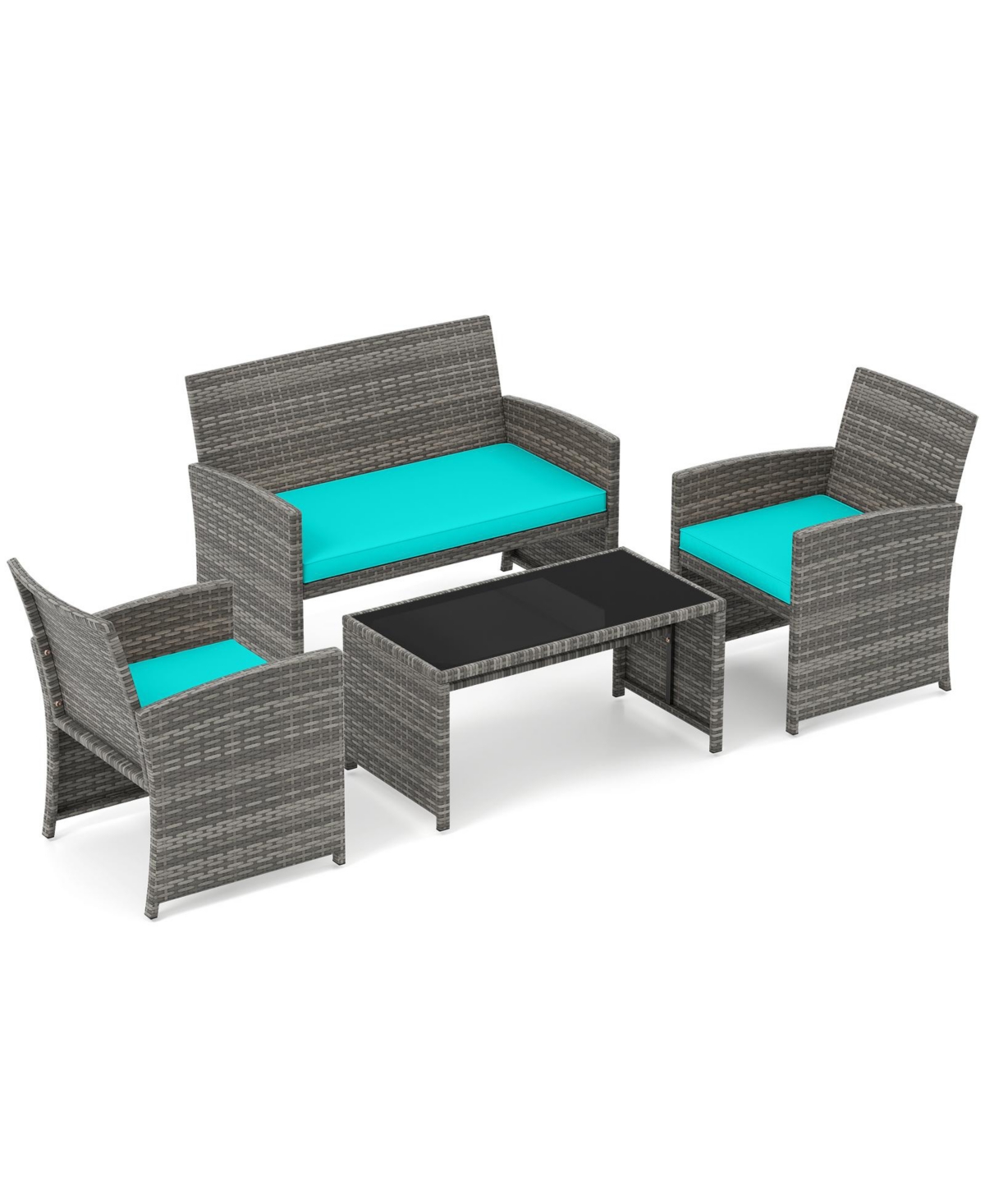 Click here for Slickblue 4 Piece Patio Conversation Set Rattan Ch... prices