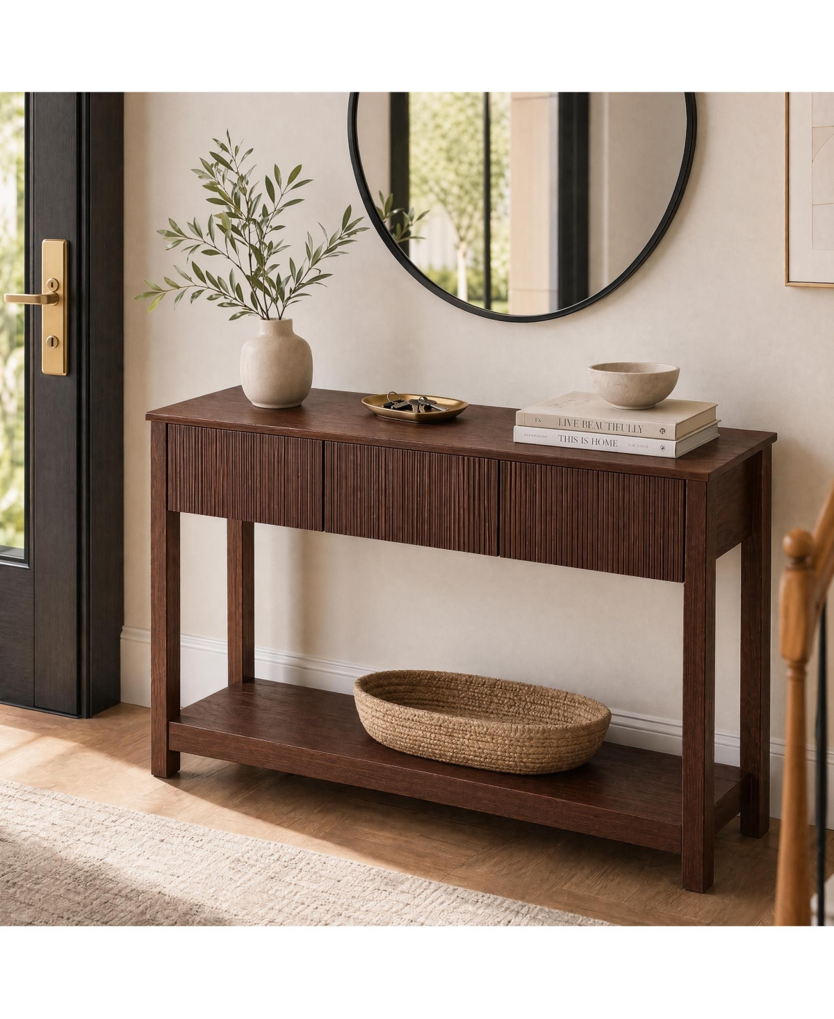 Click here for homfan Wave-Texture 3-Drawer Console Table  Vintag... prices