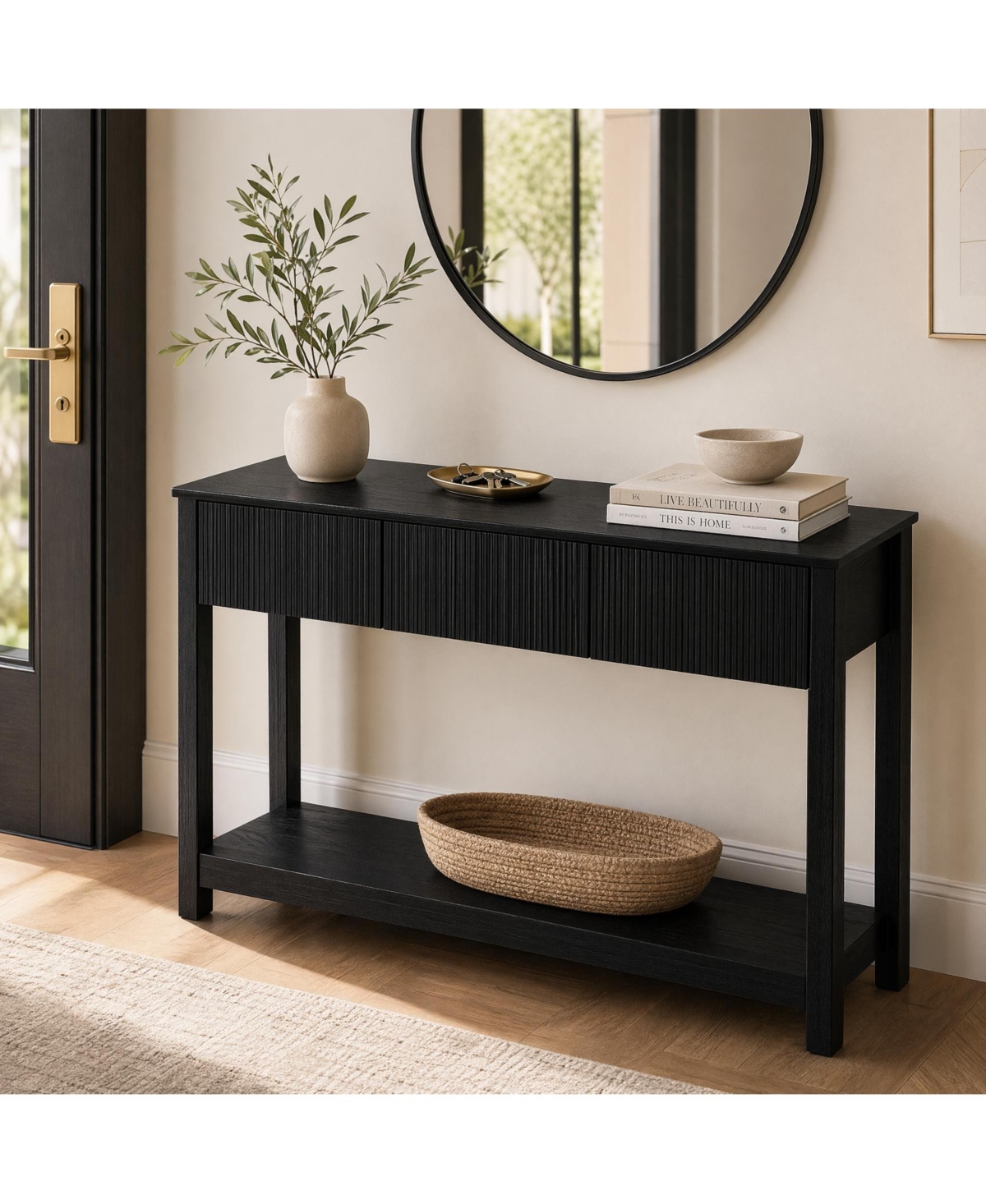 Click here for homfan Wave-Texture 3-Drawer Console Table  Vintag... prices