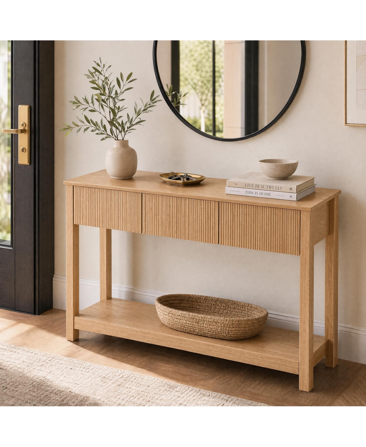 Click here for homfan Wave-Texture 3-Drawer Console Table  Vintag... prices