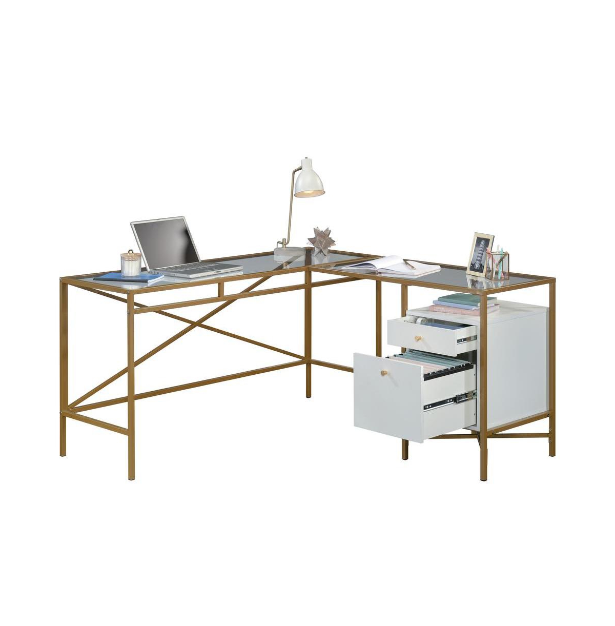 Click here for Sauder Harper Heights L Desk finish - White prices