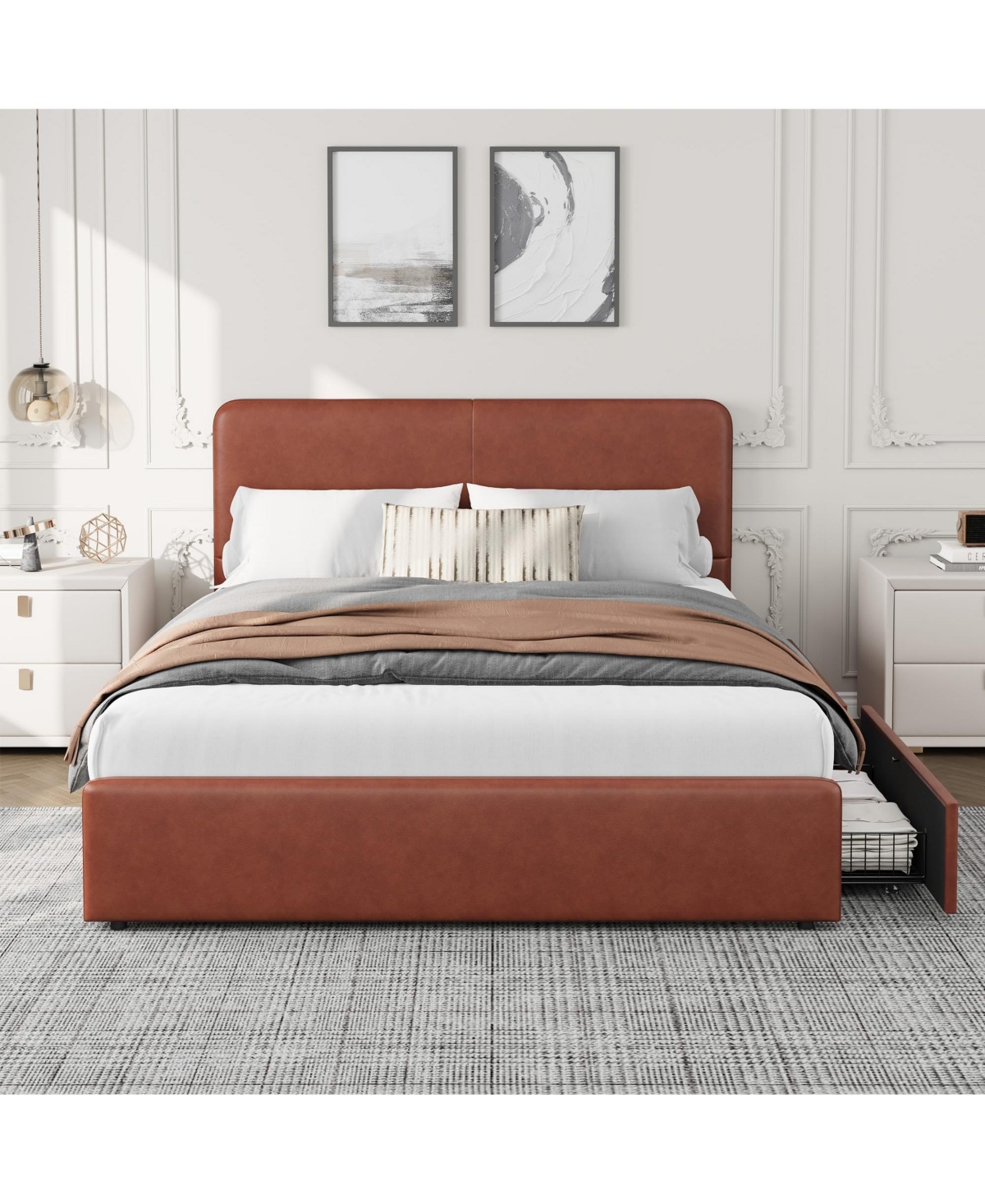 Click here for homfan Upholstered Platform Bed Frame with Headboa... prices
