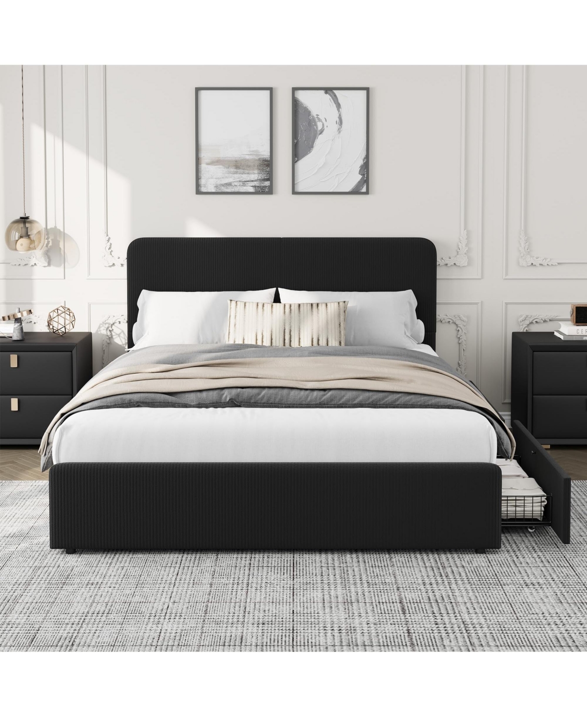 Click here for homfan Upholstered Platform Bed Frame with Headboa... prices