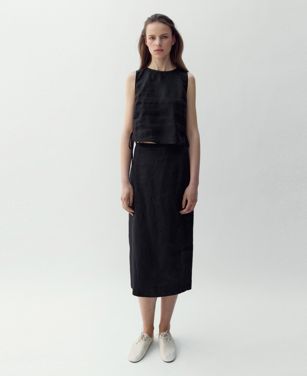 Click here for Mango Womens Bows Linen Top - Black prices