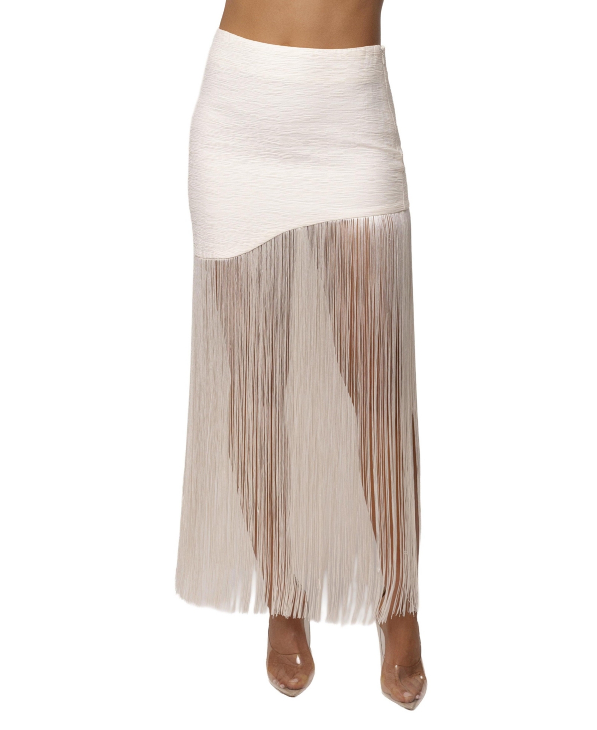 Click here for Jluxlabel Womens Gala Nights Fringe Skirt - Ivory prices