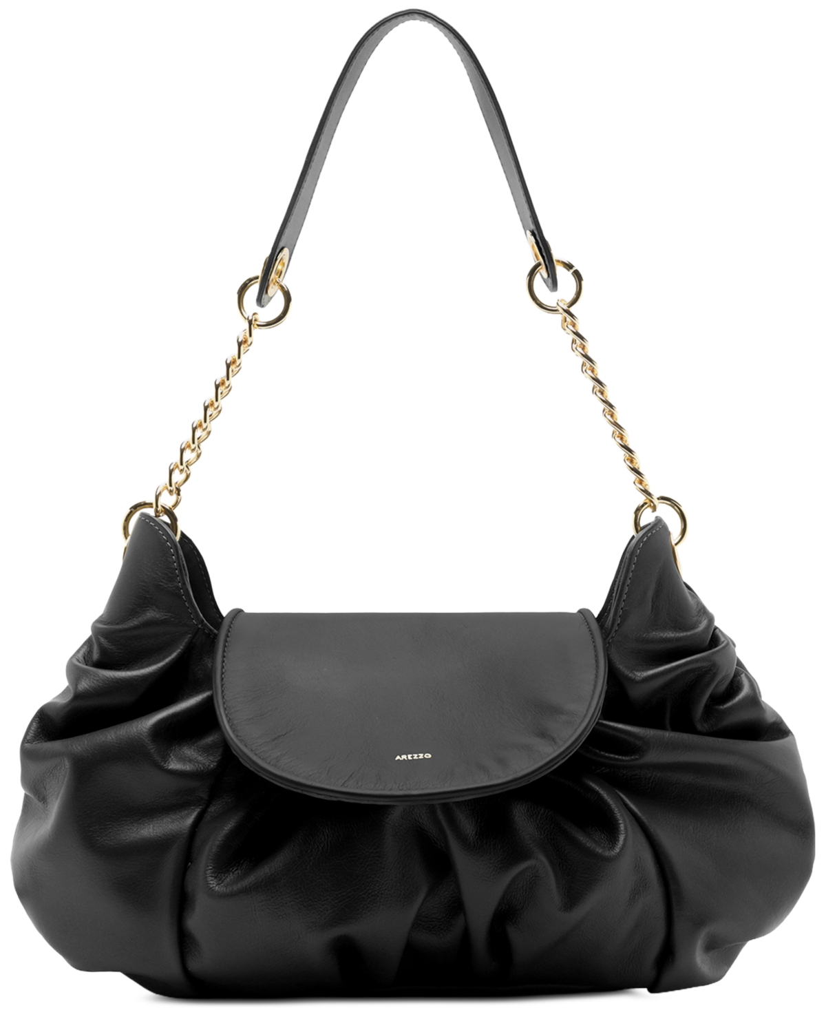Click here for Arezzo Molly Medium Leather Shoulder Handbag - Bla... prices
