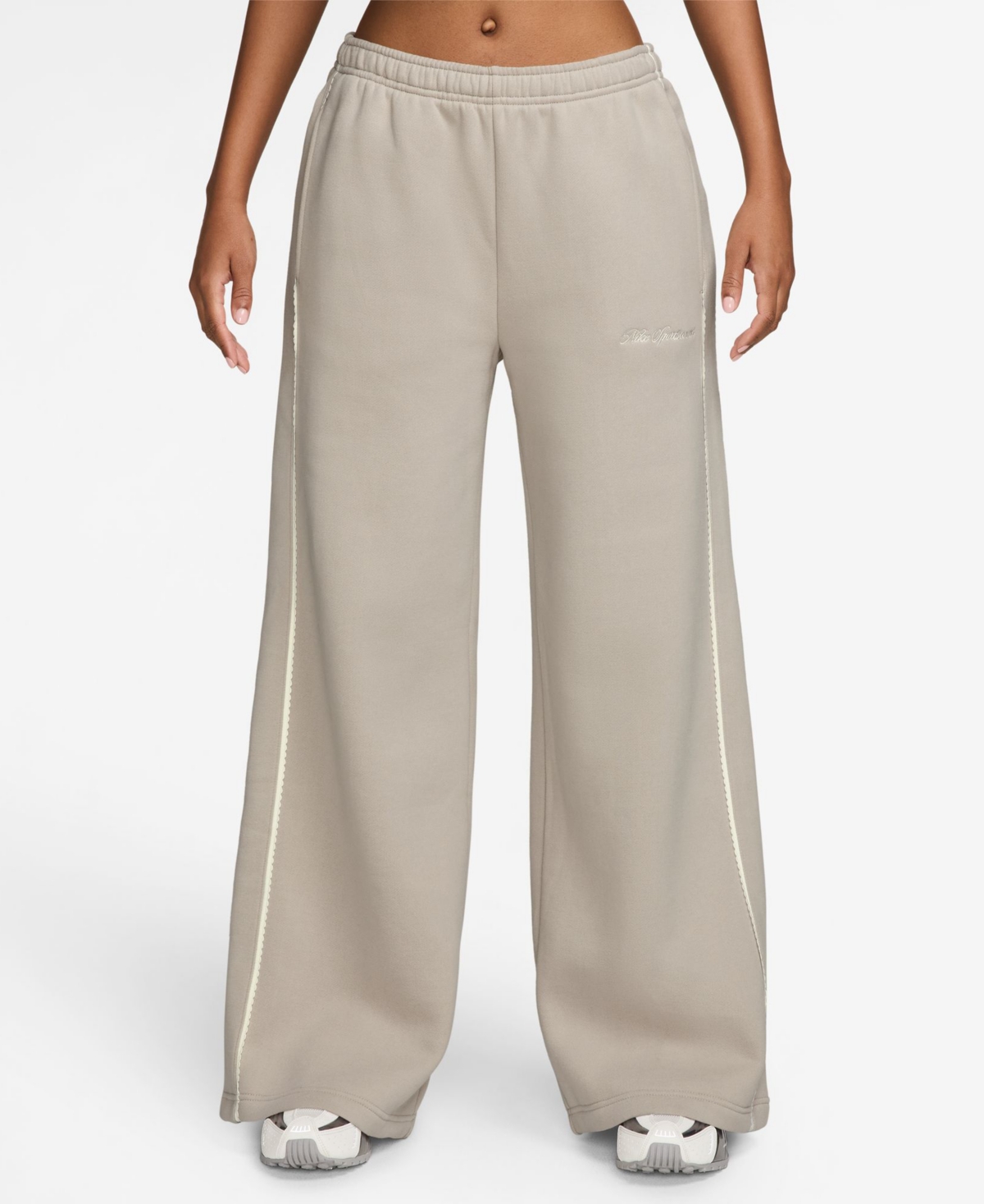 Click here for Nike Studio Fleece Womens Mid-Rise Wide-Leg Scallo... prices