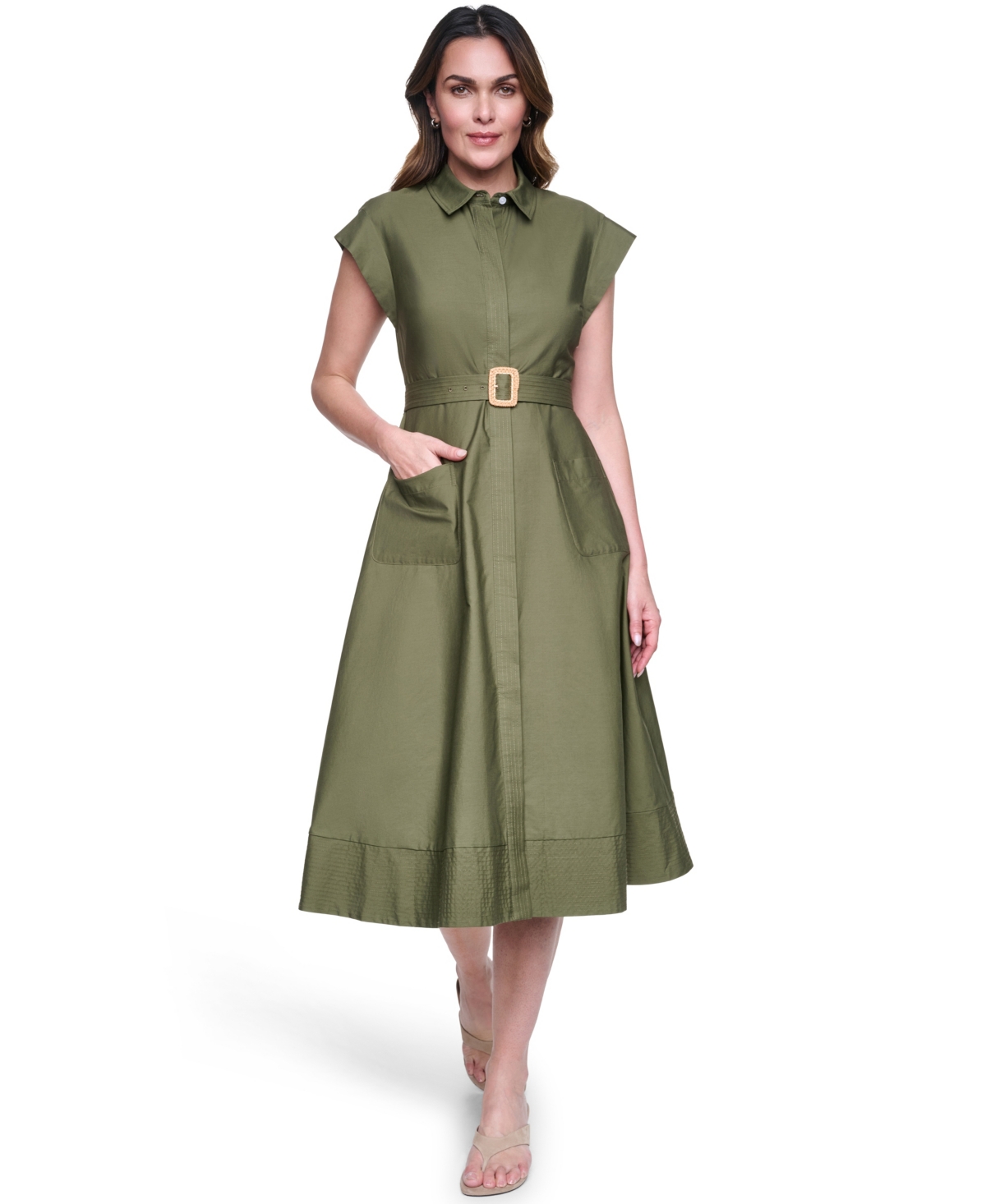 Click here for Eliza J Petite Trapunto Stitch Collared Button Dow... prices