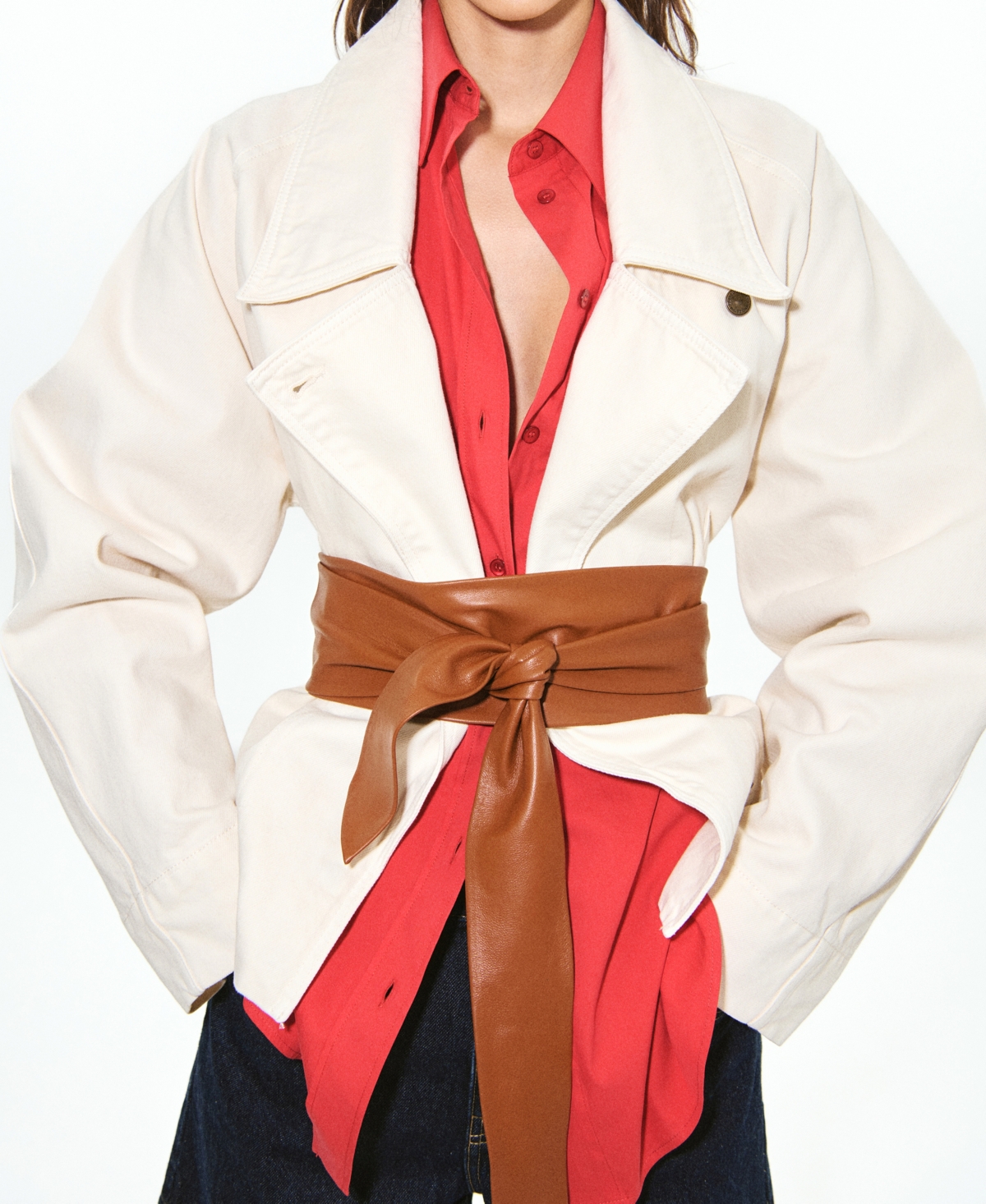 Click here for Mango Womens Leather Cummerbund Belt - Brown prices