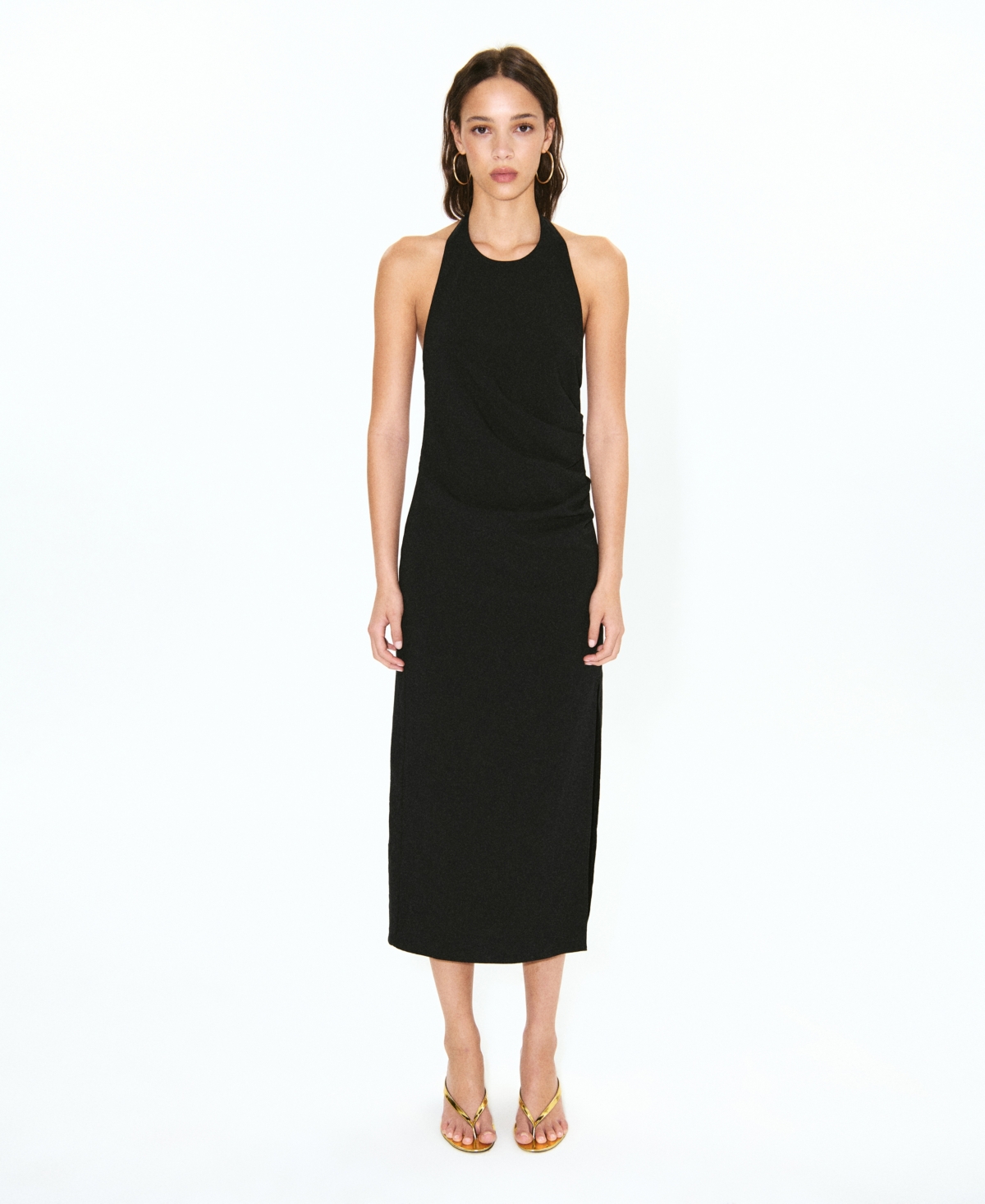 Click here for Mango Womens Draped Halter Dress - Black prices