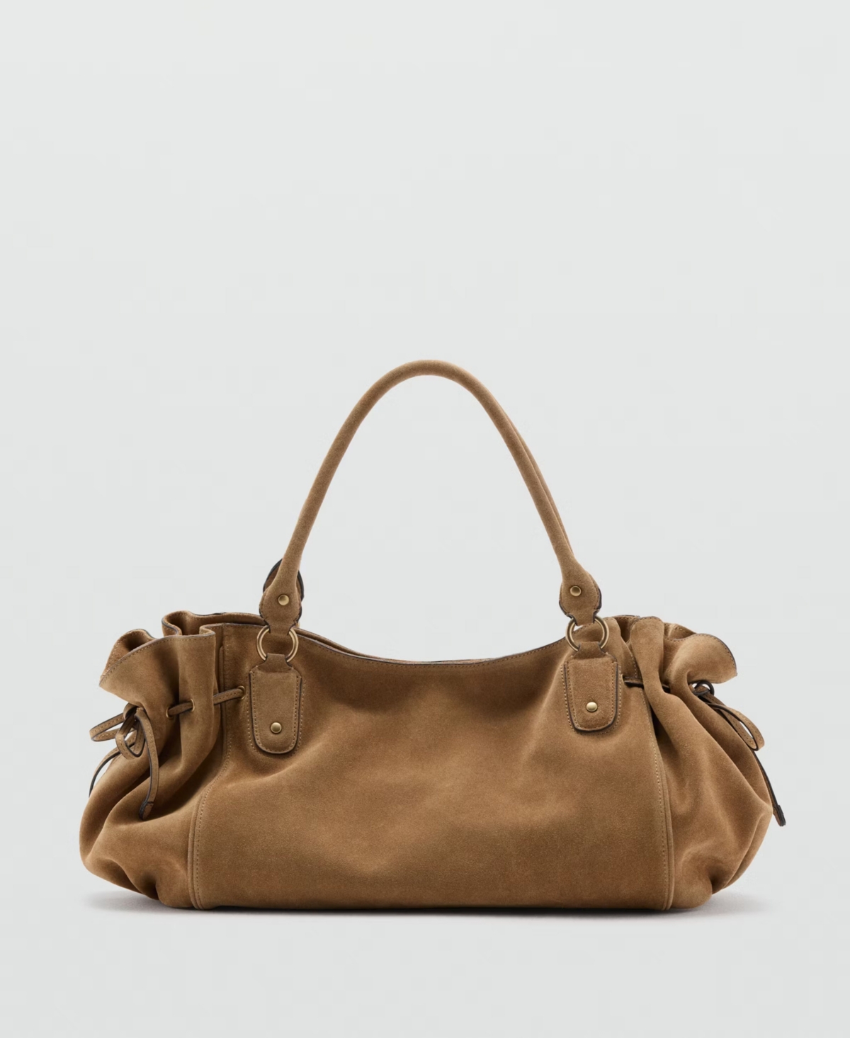Click here for Mango Womens Suede Shoulder Bag - Medium Brown prices
