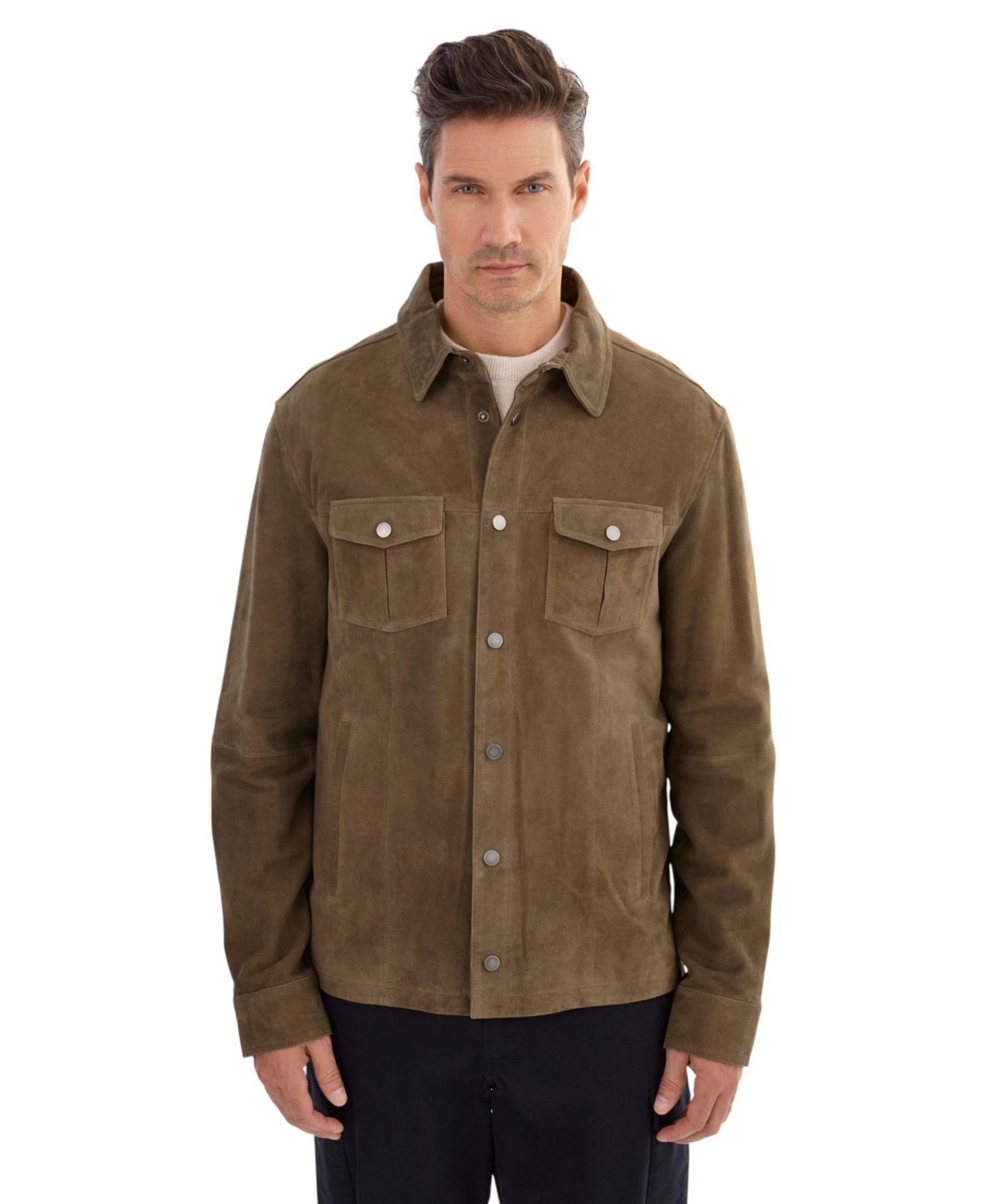 Click here for Regency Leathers Mens Gavi Suede Shirt Jacket - Ol... prices