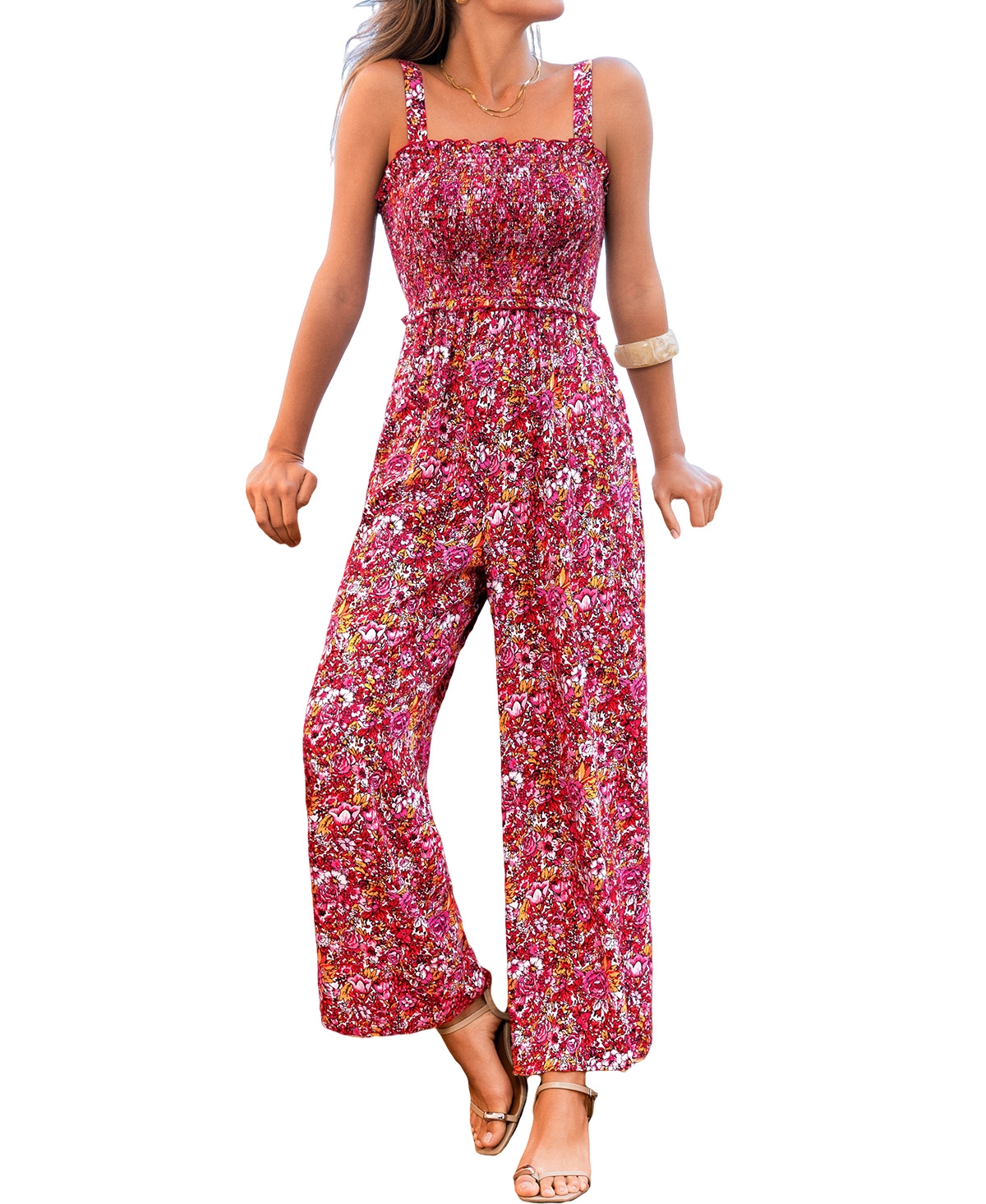 Click here for Cupshe Womens Saturday Night Floral Jumpsuit - Red prices
