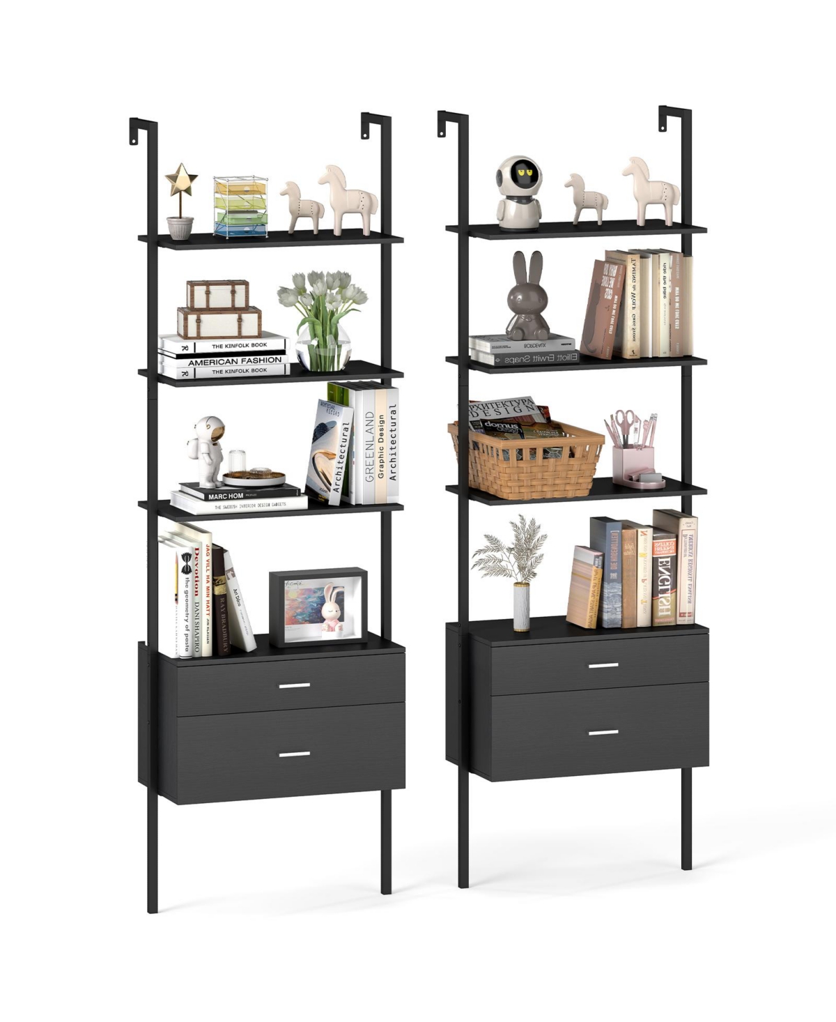 Click here for Gymax 2 Pcs Ladder Bookshelf With Storage Wall Mou... prices