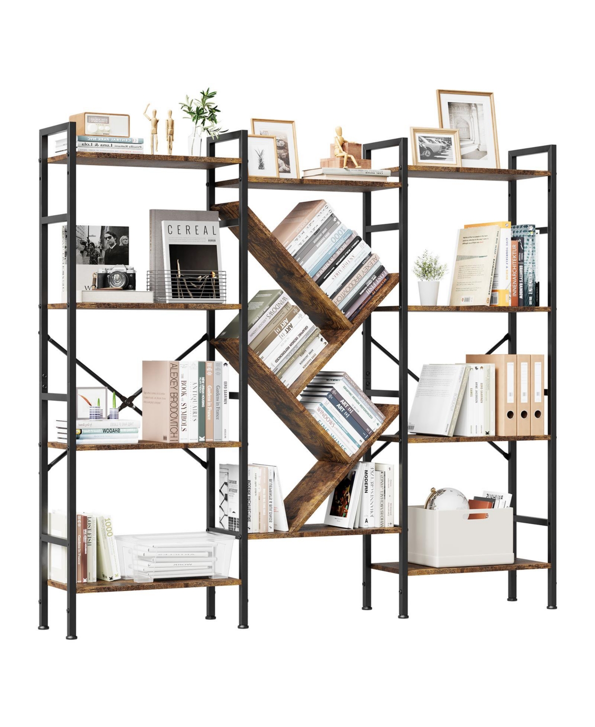 Click here for gaomon Industrial 4-Tier Wooden Bookshelf - Large... prices