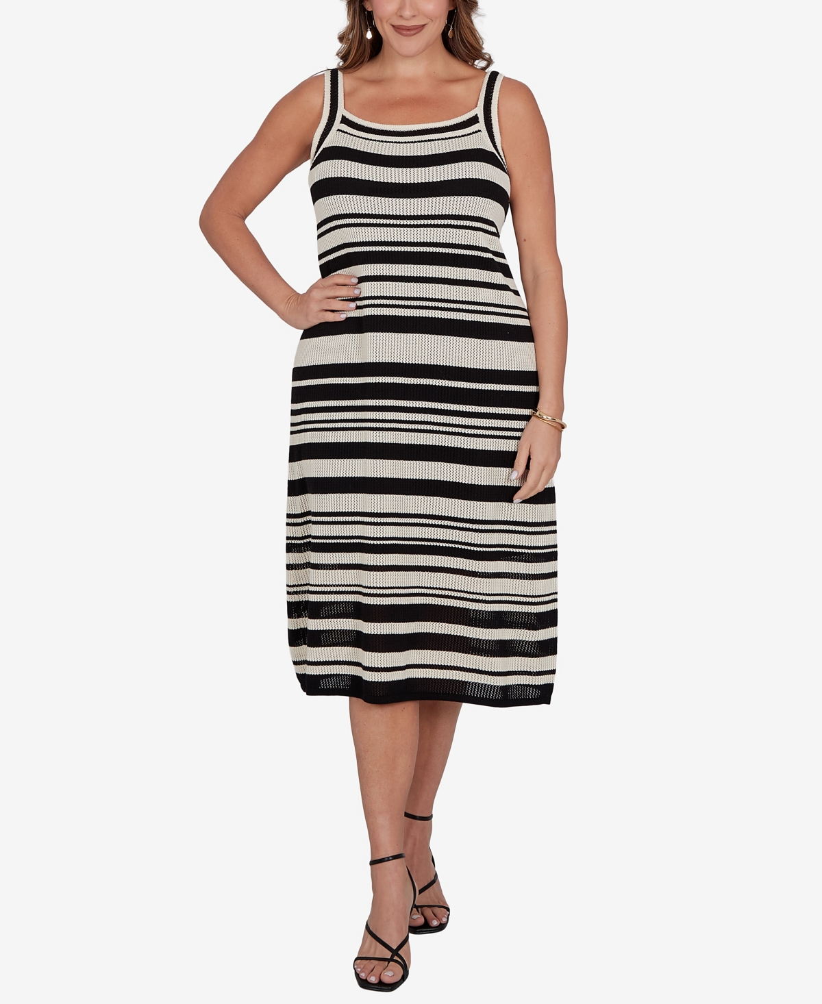 Click here for Ruby Rd. Plus Size Striped Mesh Sleeveless Sweater... prices