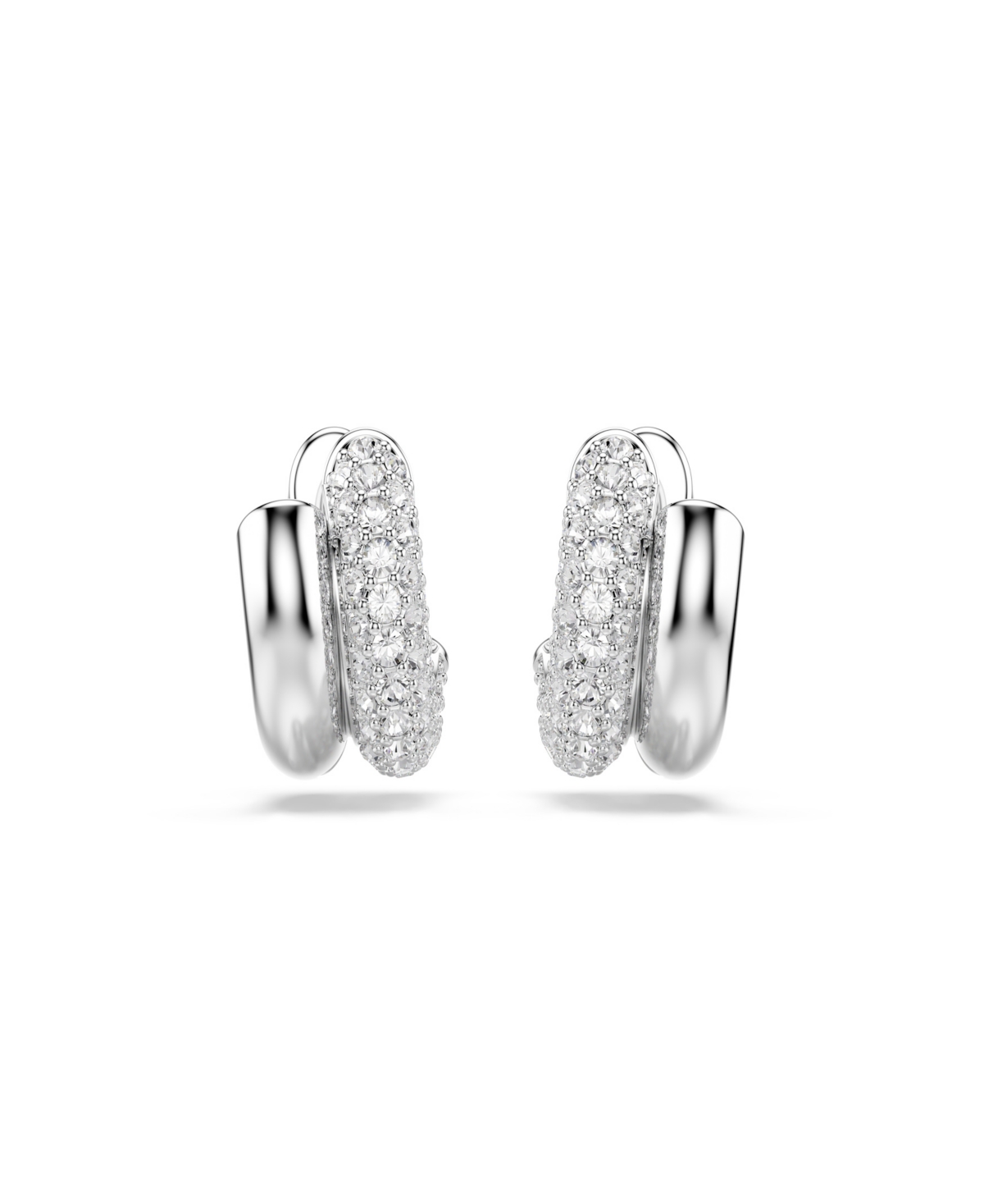 Click here for Swarovski Rhodium-Plated Gleaming Tubular Huggie E... prices