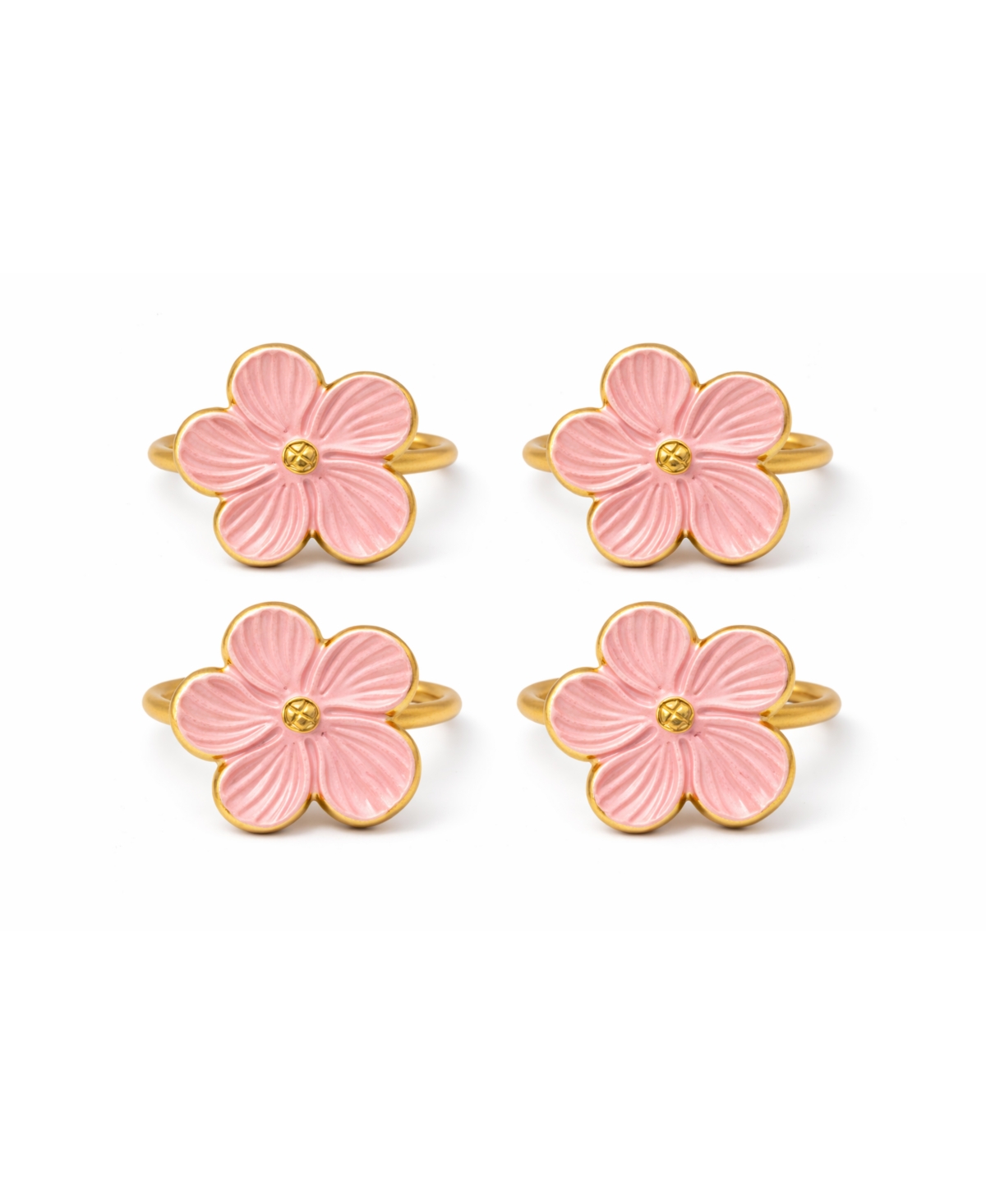 Click here for Dainty Home Pink Enamel Flower Napkin Rings Set of... prices