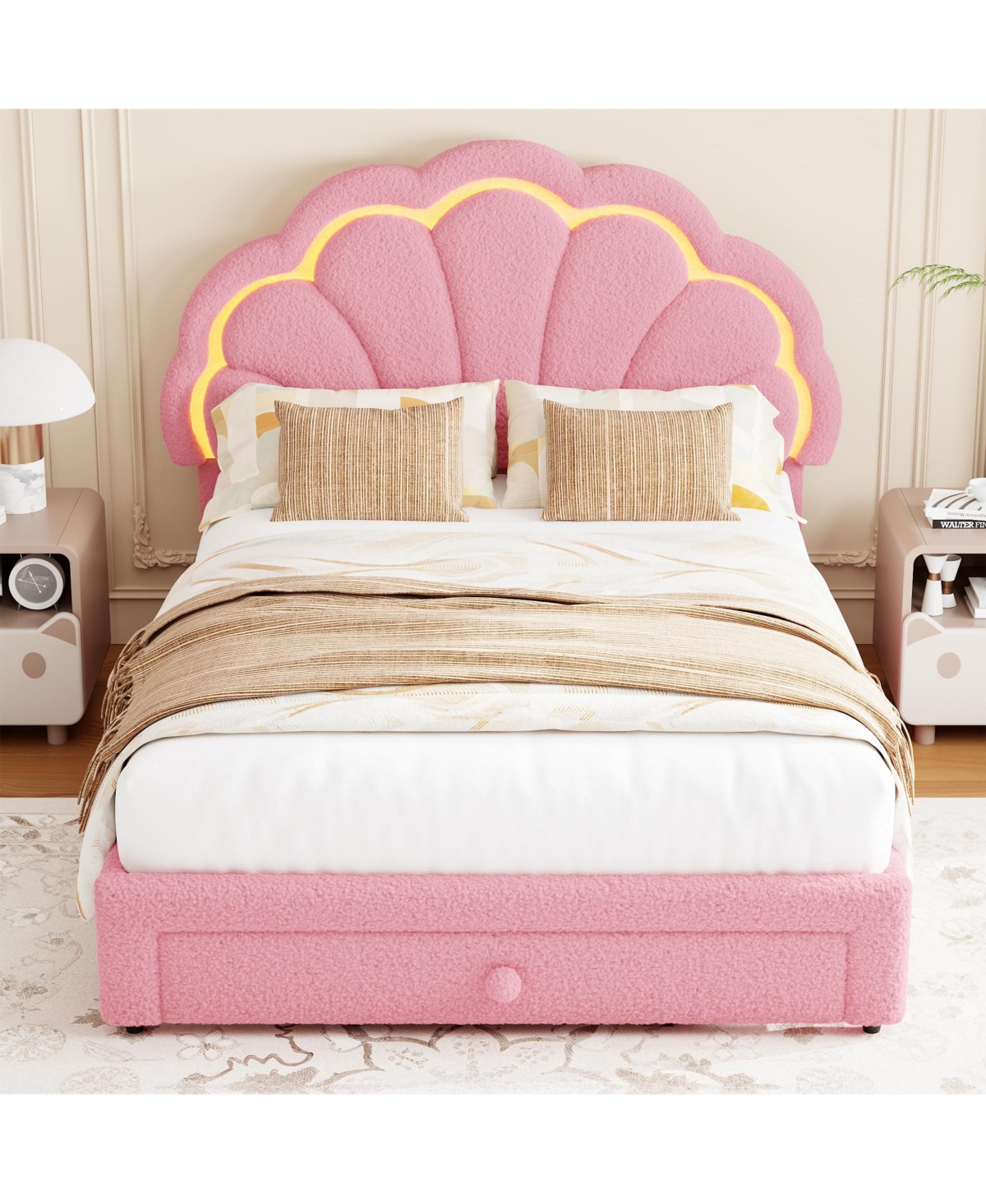 Click here for homfan Upholstered Platform Bed Frame with Led Pet... prices