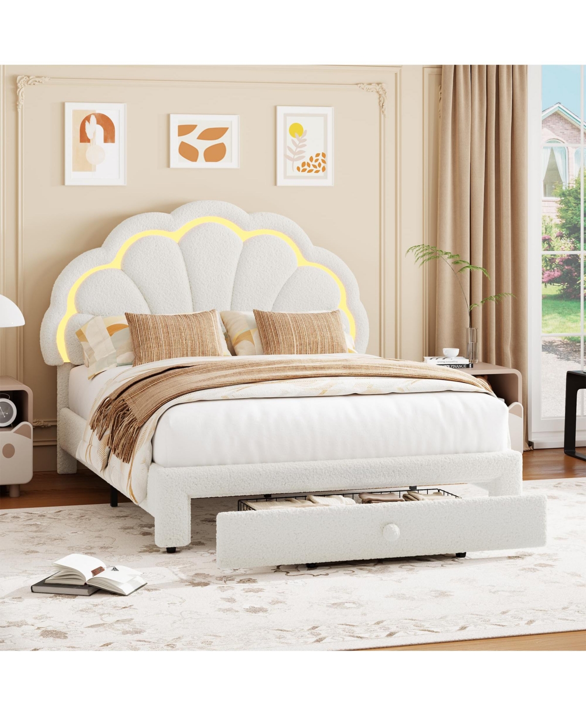 Click here for homfan Upholstered Platform Bed Frame with Led Pet... prices
