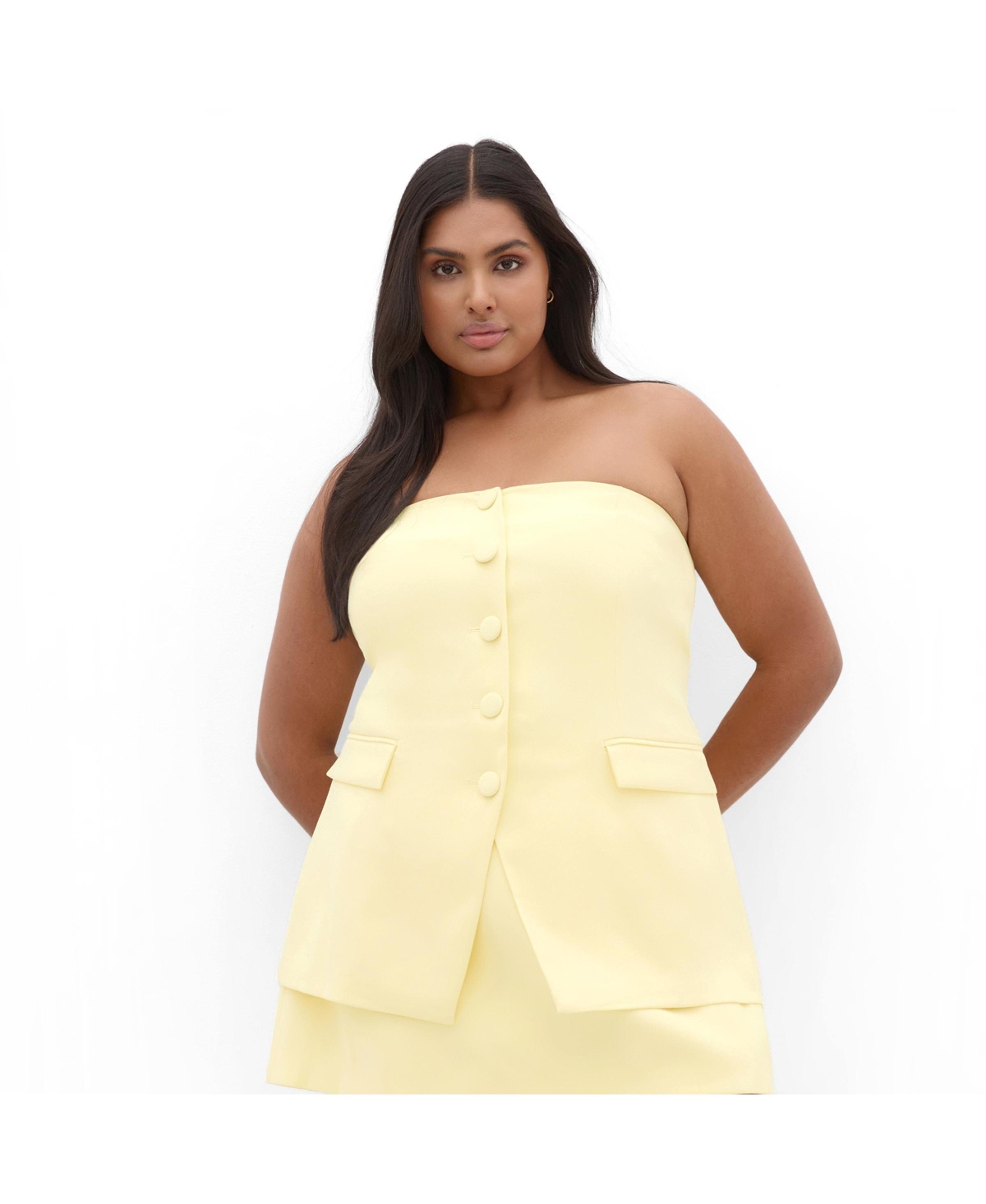 Click here for City Chic Womens Leah Strapless Bustier - Lemon dr... prices