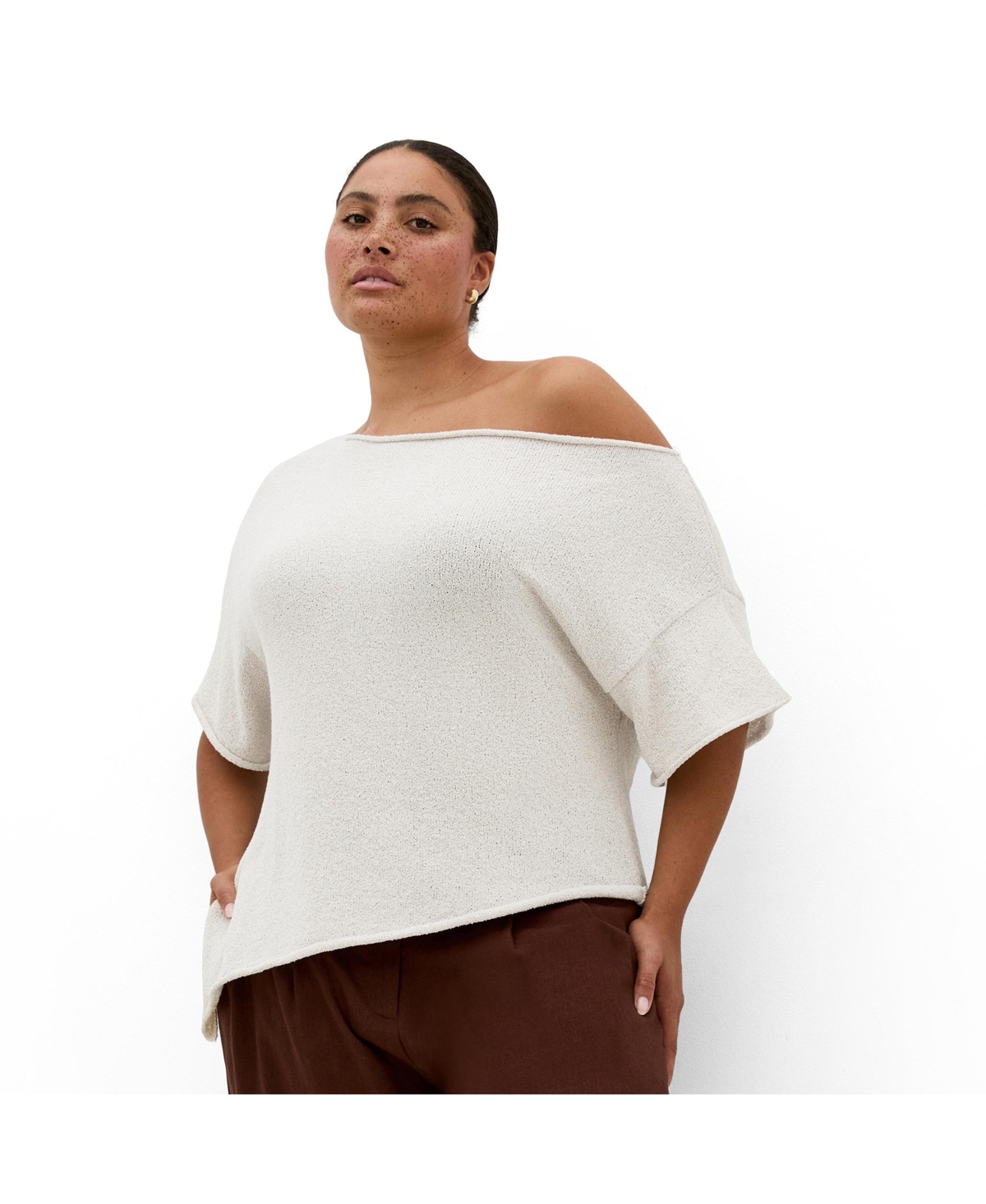 Click here for City Chic Womens One Shoulder Knit Top - Natural prices