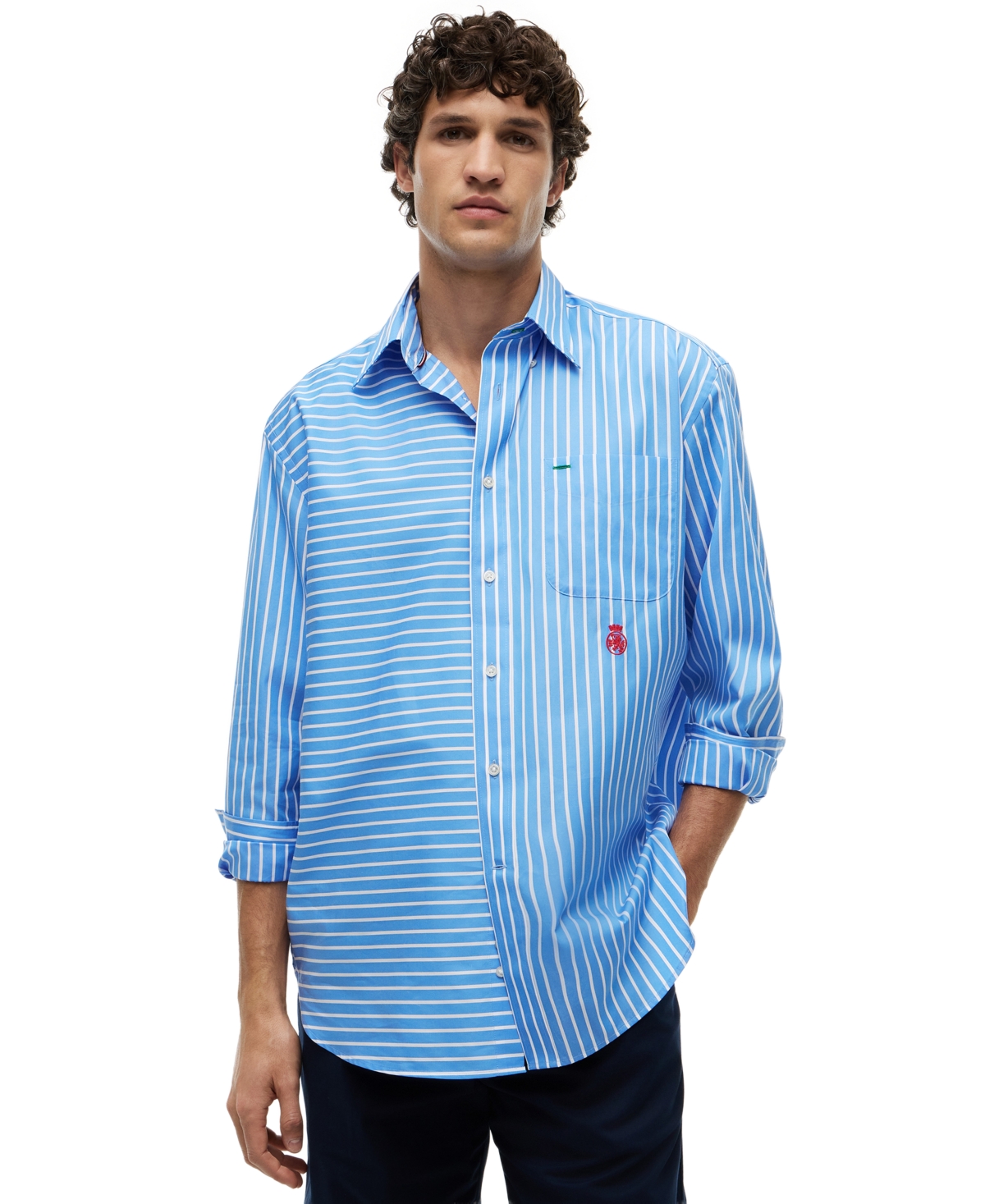 Click here for Tommy Hilfiger Mens Asymmetrical Stripe Shirt - Bl... prices