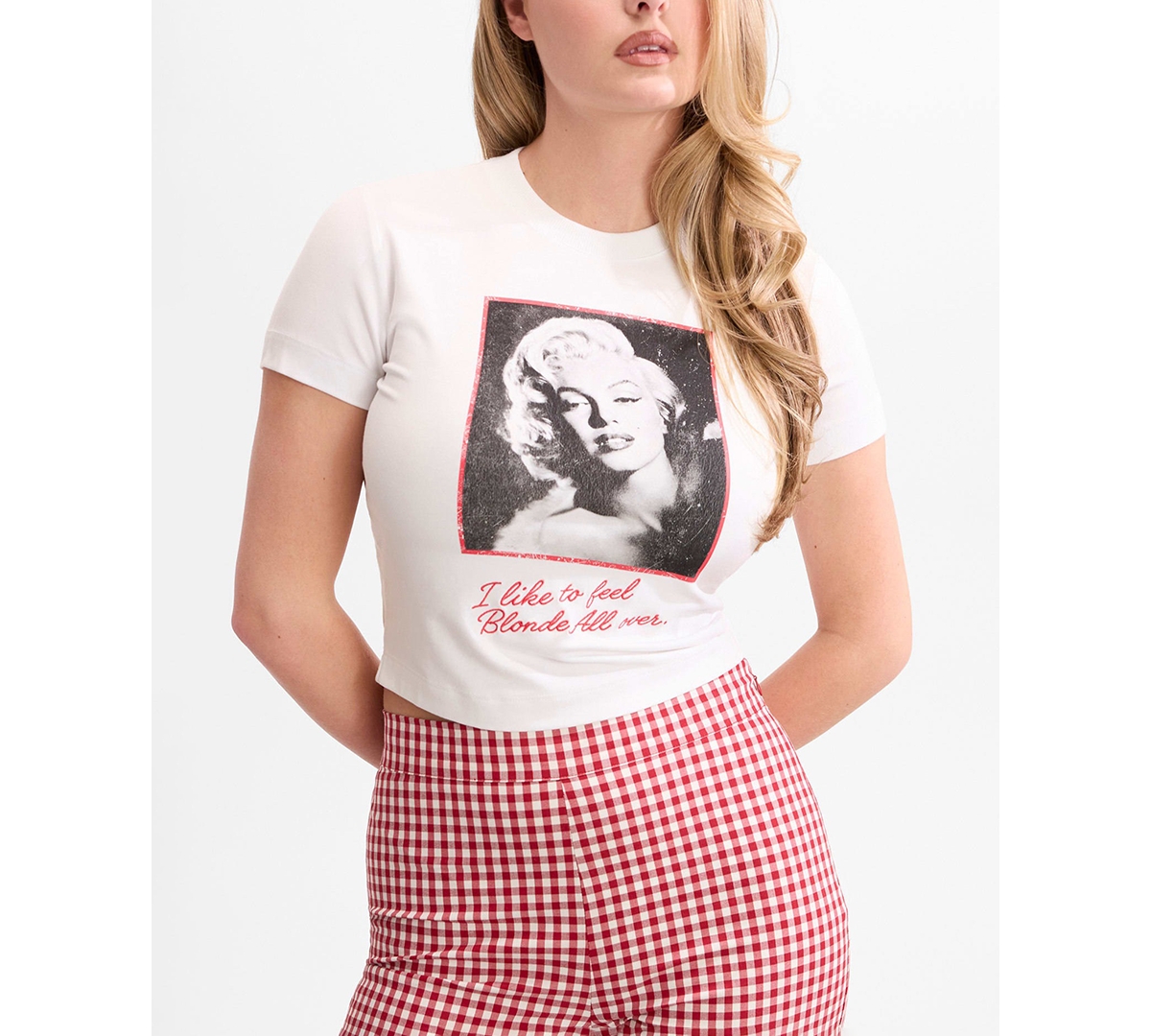 Click here for Guess Womens Marilyn Short-Sleeve Crewneck Crop T-... prices