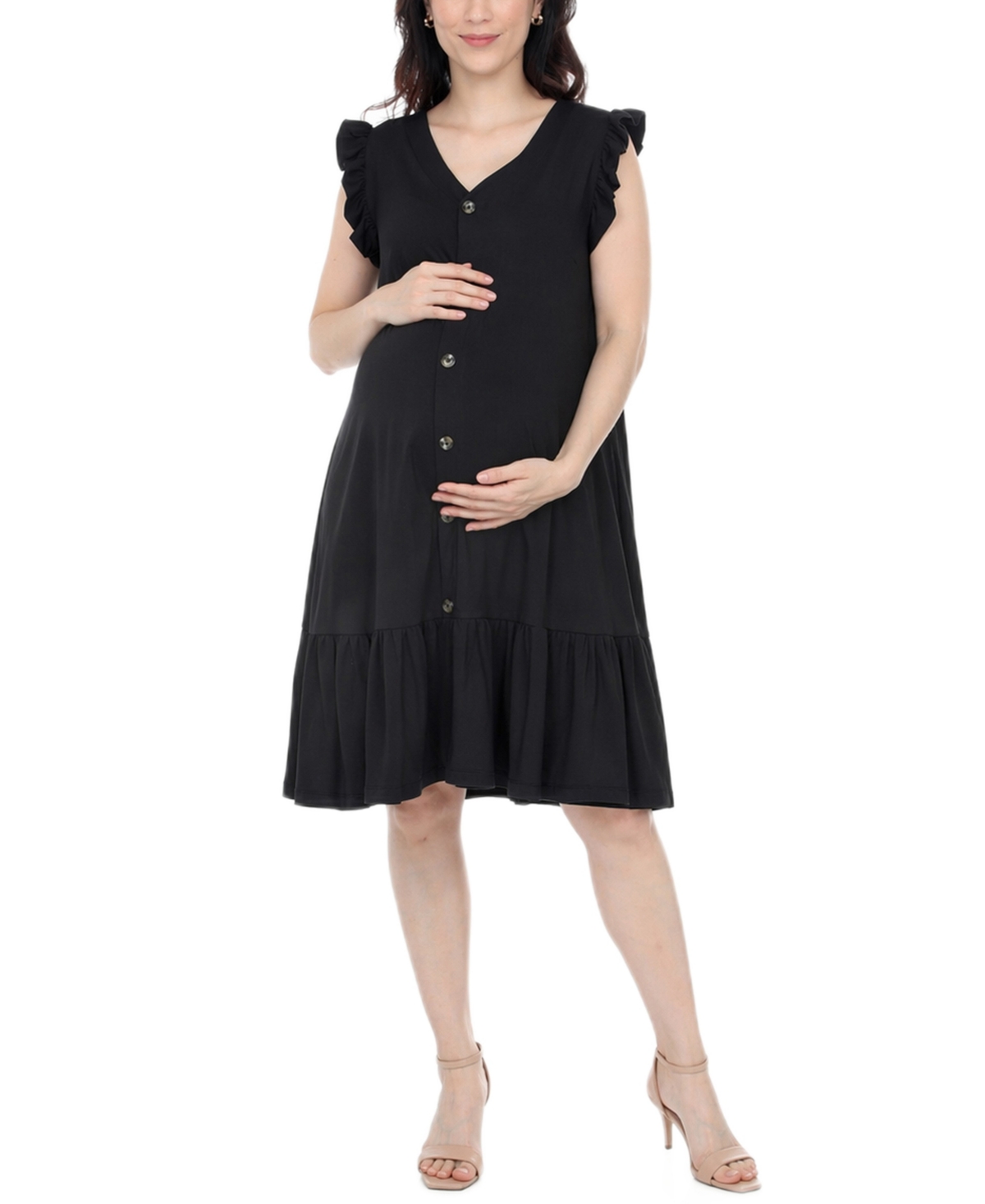 Click here for White Mark Womens Flutter-Sleeve Button-Front Tier... prices