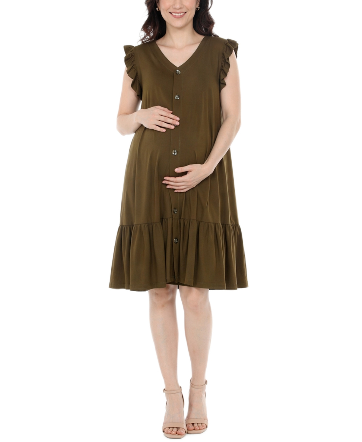 Click here for White Mark Womens Flutter-Sleeve Button-Front Tier... prices