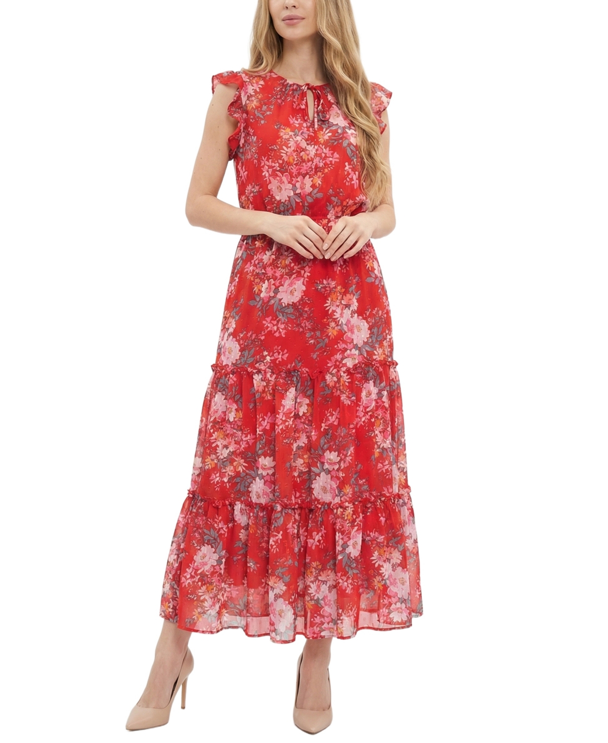 Click here for Ny Collection Petite Flutter Sleeve Tiered Dress -... prices