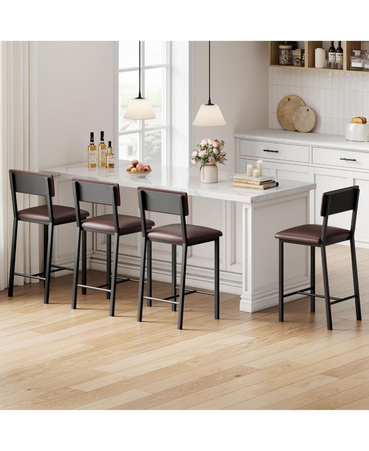 Click here for gaomon 2 Sets of 4 Bar Stools Sponge Leather Soft... prices