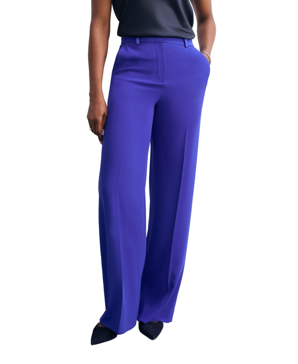 Click here for The Fold Womens Adelaide Clever Crepe Pants - Blue prices