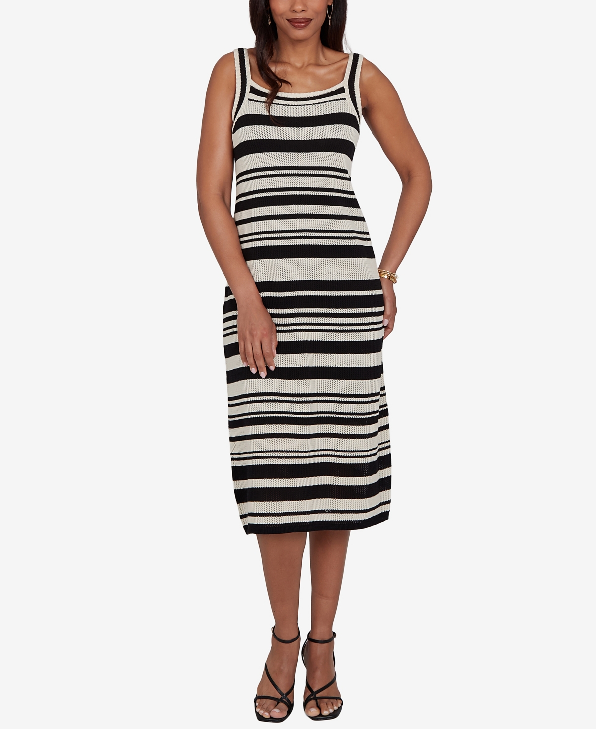 Click here for Ruby Rd. Petite Striped Mesh Sleeveless Sweater Dr... prices